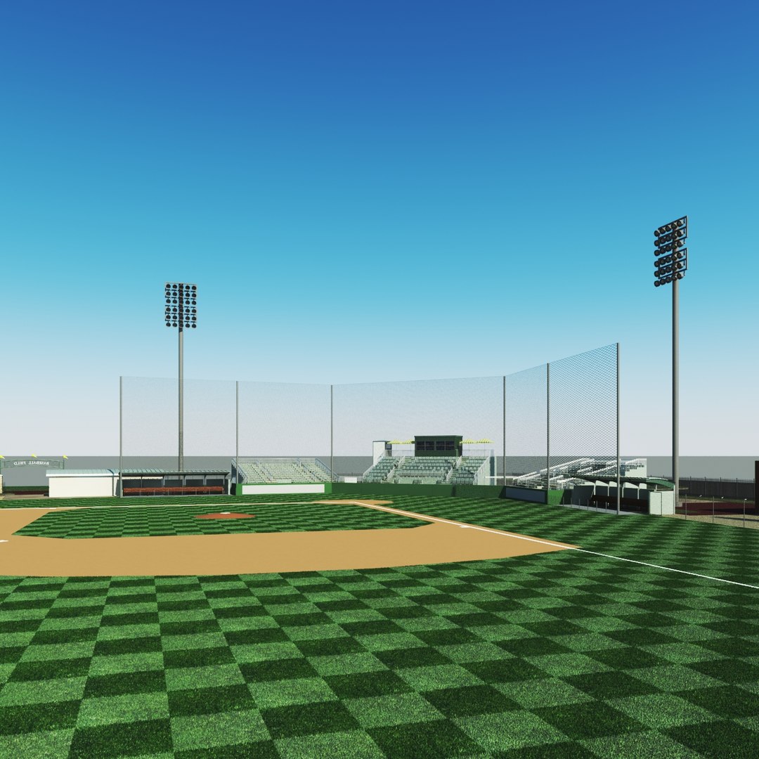 3D university baseball field model - TurboSquid 1382011