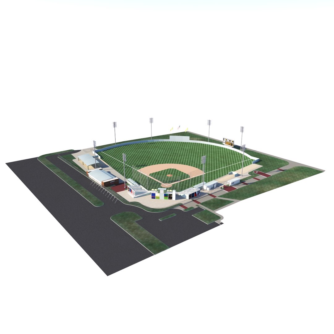 3D university baseball field model - TurboSquid 1382011