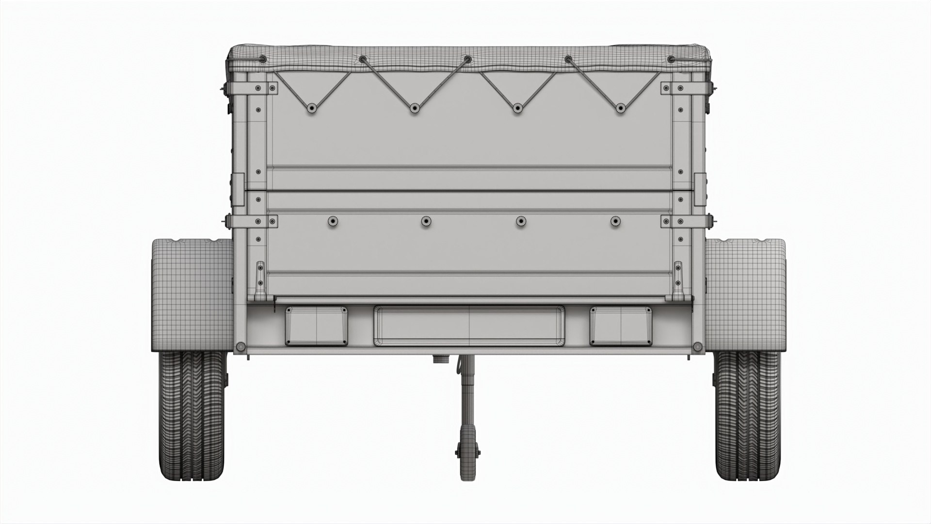 Car Trailer Single Axle With Extra Walls Cover Jockey Wheel 3D Model ...