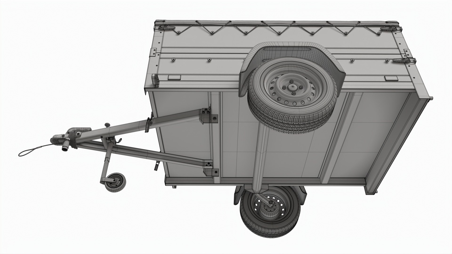 Car Trailer Single Axle With Extra Walls Cover Jockey Wheel 3D Model ...