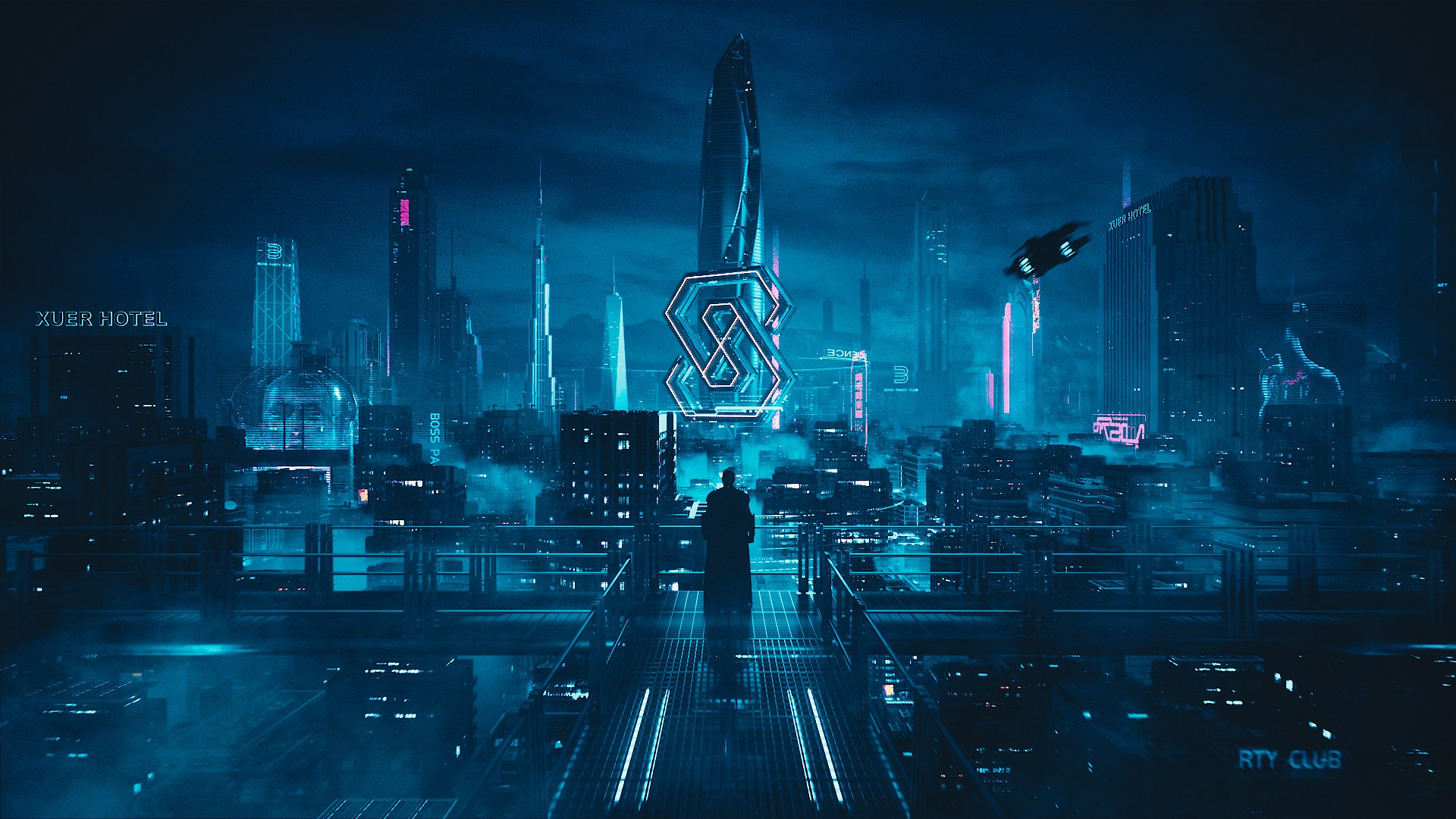 3D C4D Octane Render Cyberpunk City City CBD Skyscrapers - TurboSquid ...