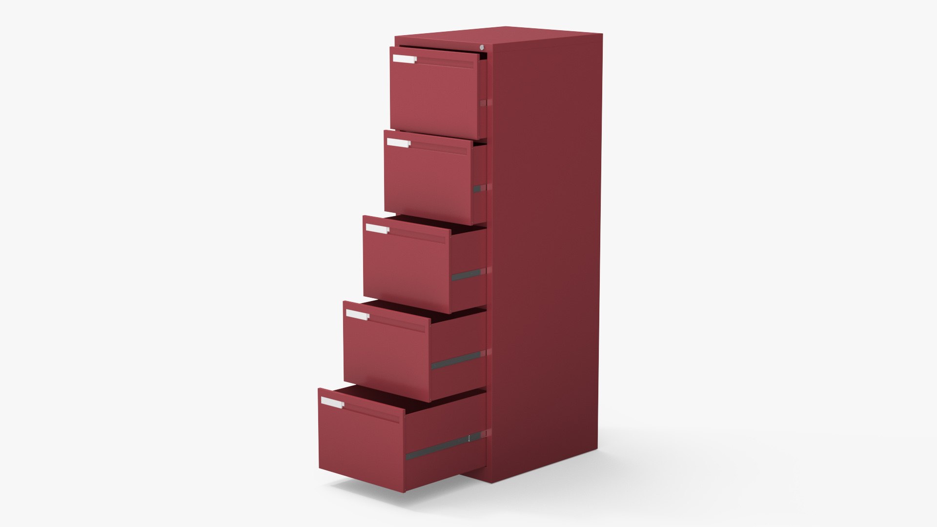 Filing Cabinet 5 Drawer Red 3D - TurboSquid 2223776