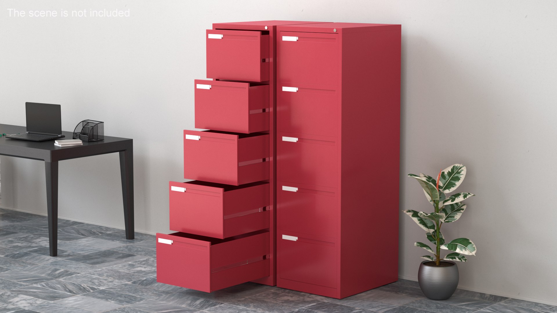 Filing Cabinet 5 Drawer Red 3D - TurboSquid 2223776