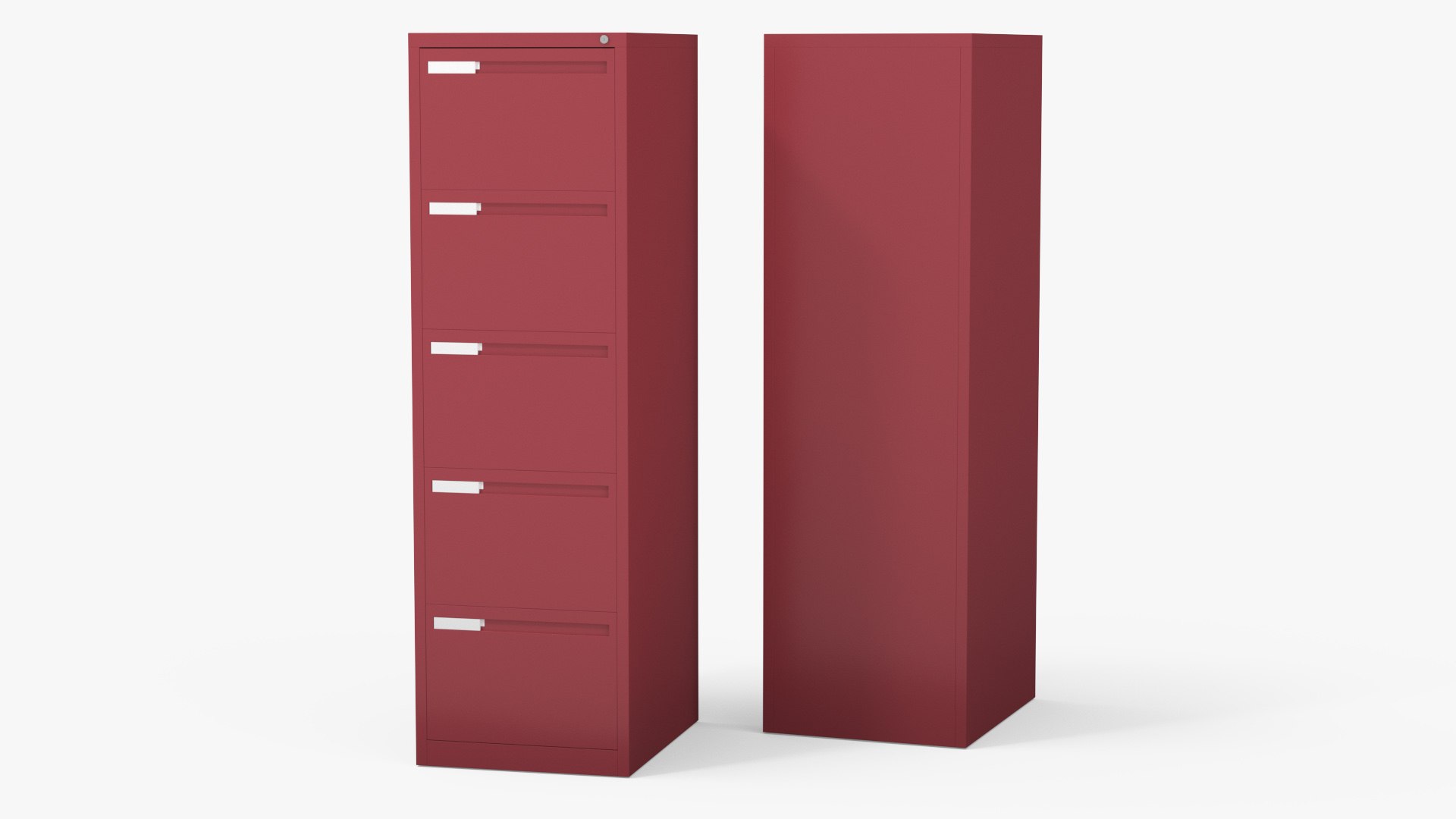 Filing Cabinet 5 Drawer Red 3D - TurboSquid 2223776