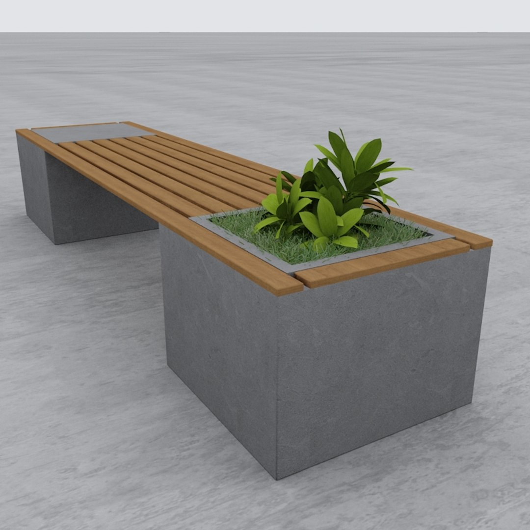 3D Street Bench Modern Seat Model - TurboSquid 1458041