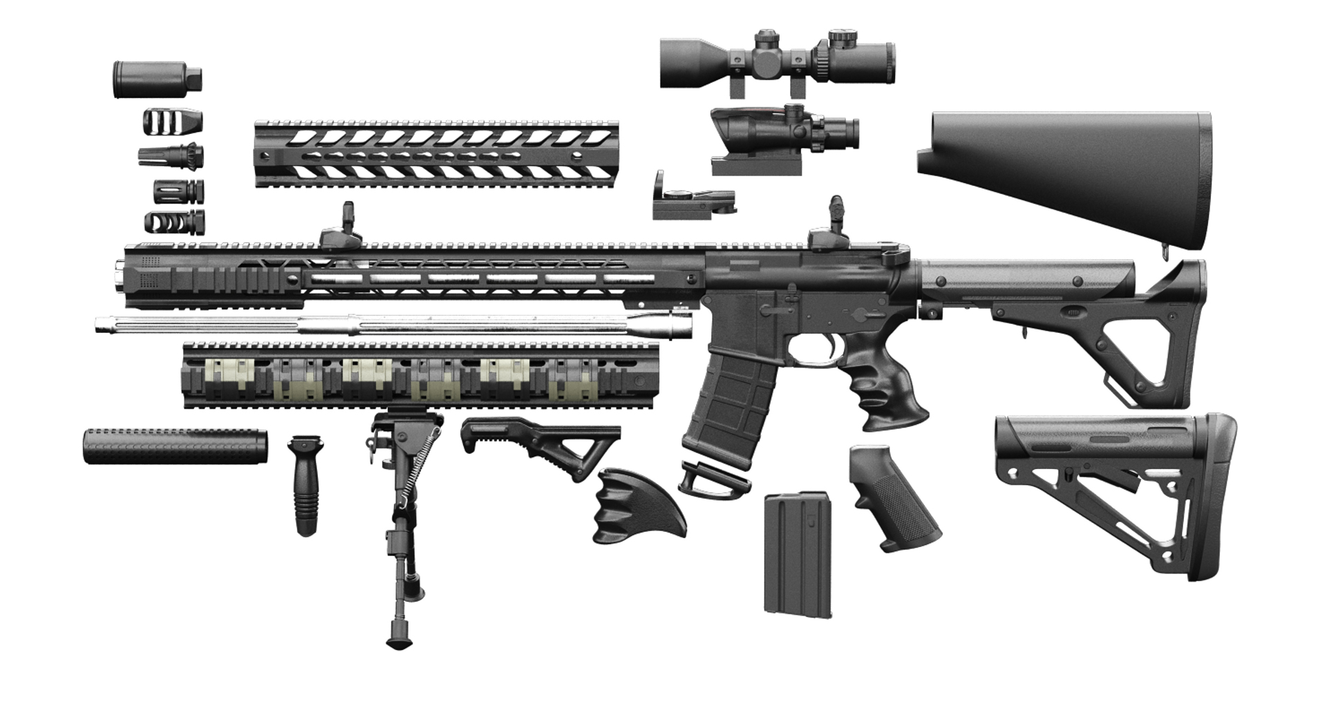 Assault Rifle Ar-15 3d Model
