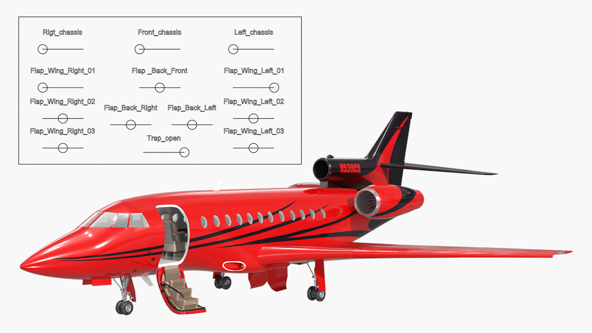 Dassault Falcon 900 Red Rigged 3D Model - TurboSquid 2384423