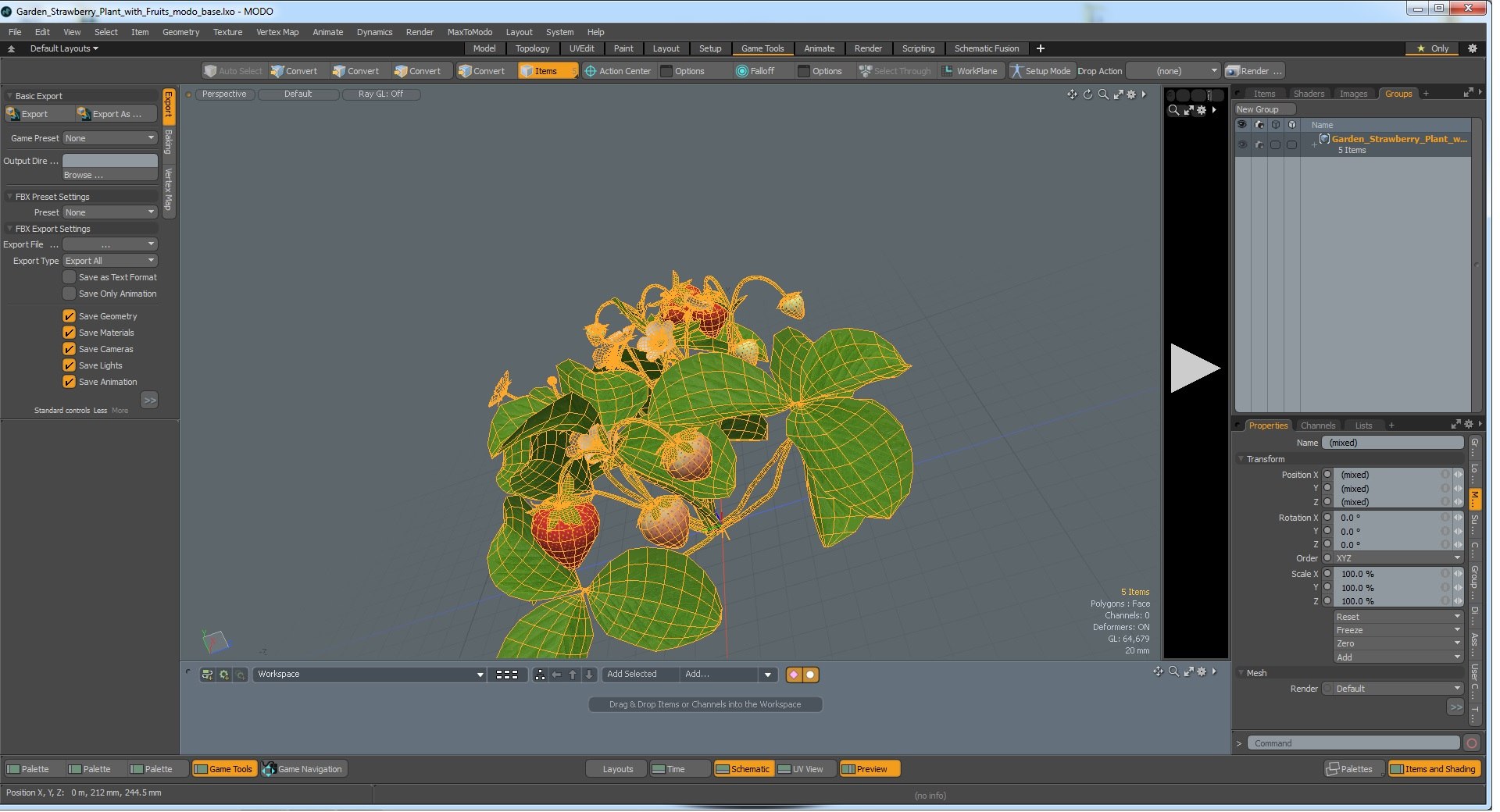 Garden strawberry plant fruits 3D model - TurboSquid 1623341
