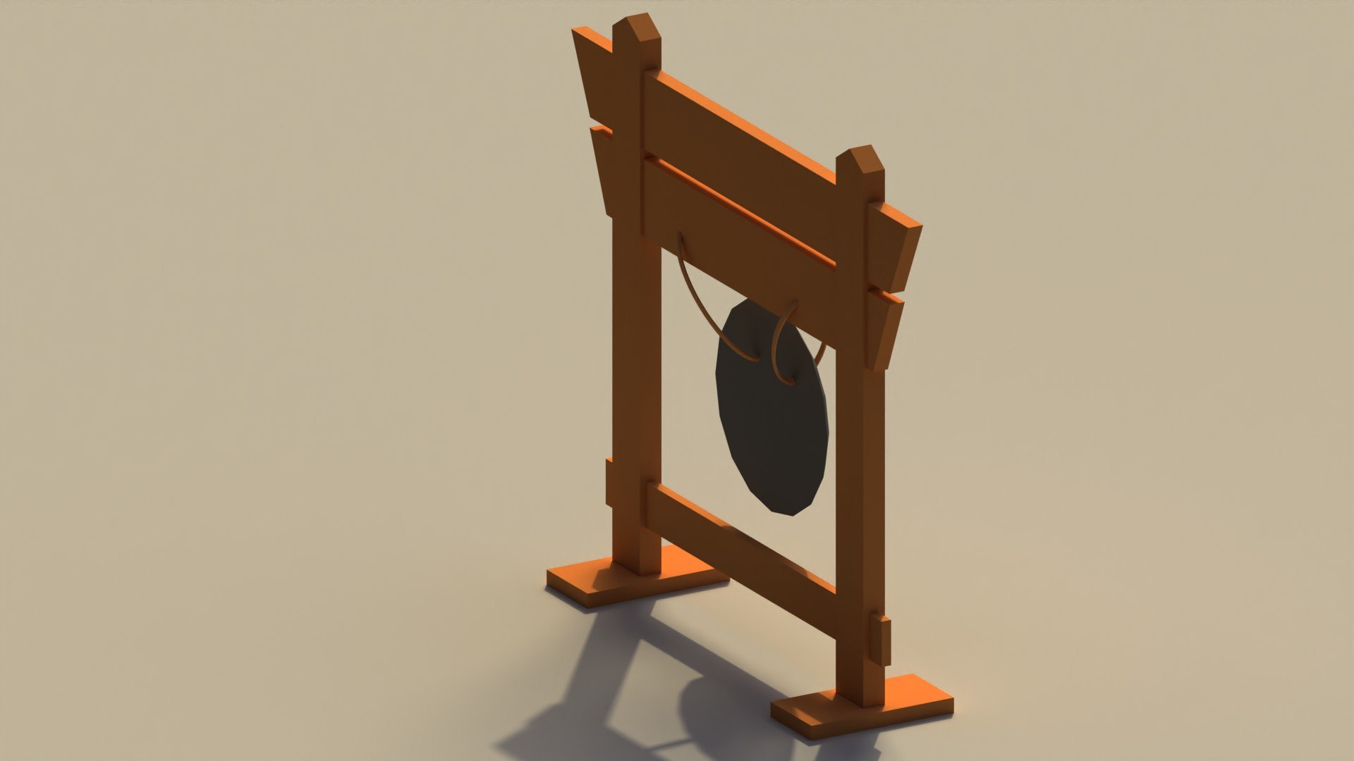 3D Low Poly Japanese Gong model - TurboSquid 2100518