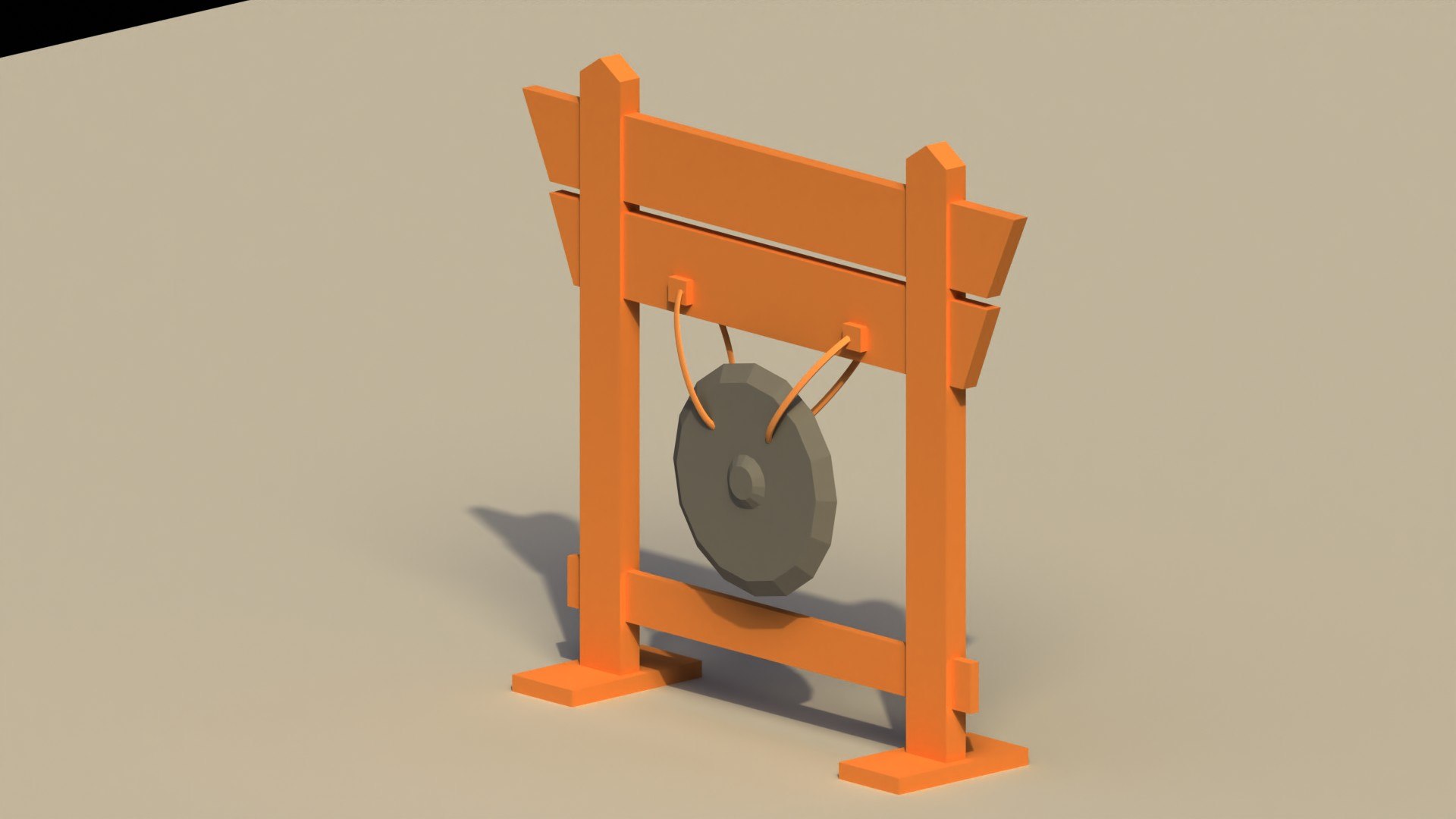 3D Low Poly Japanese Gong model - TurboSquid 2100518