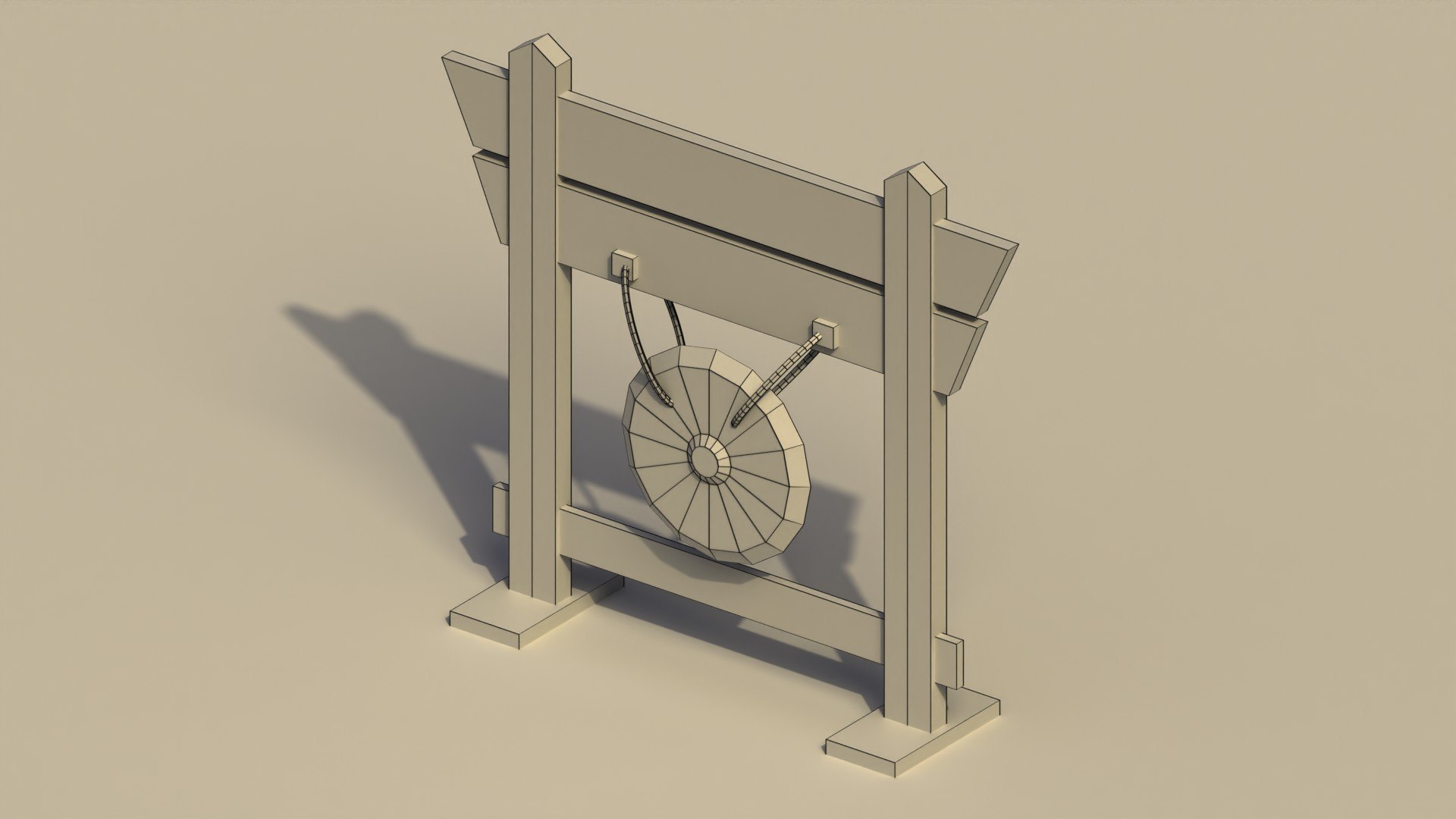 3D Low Poly Japanese Gong model - TurboSquid 2100518