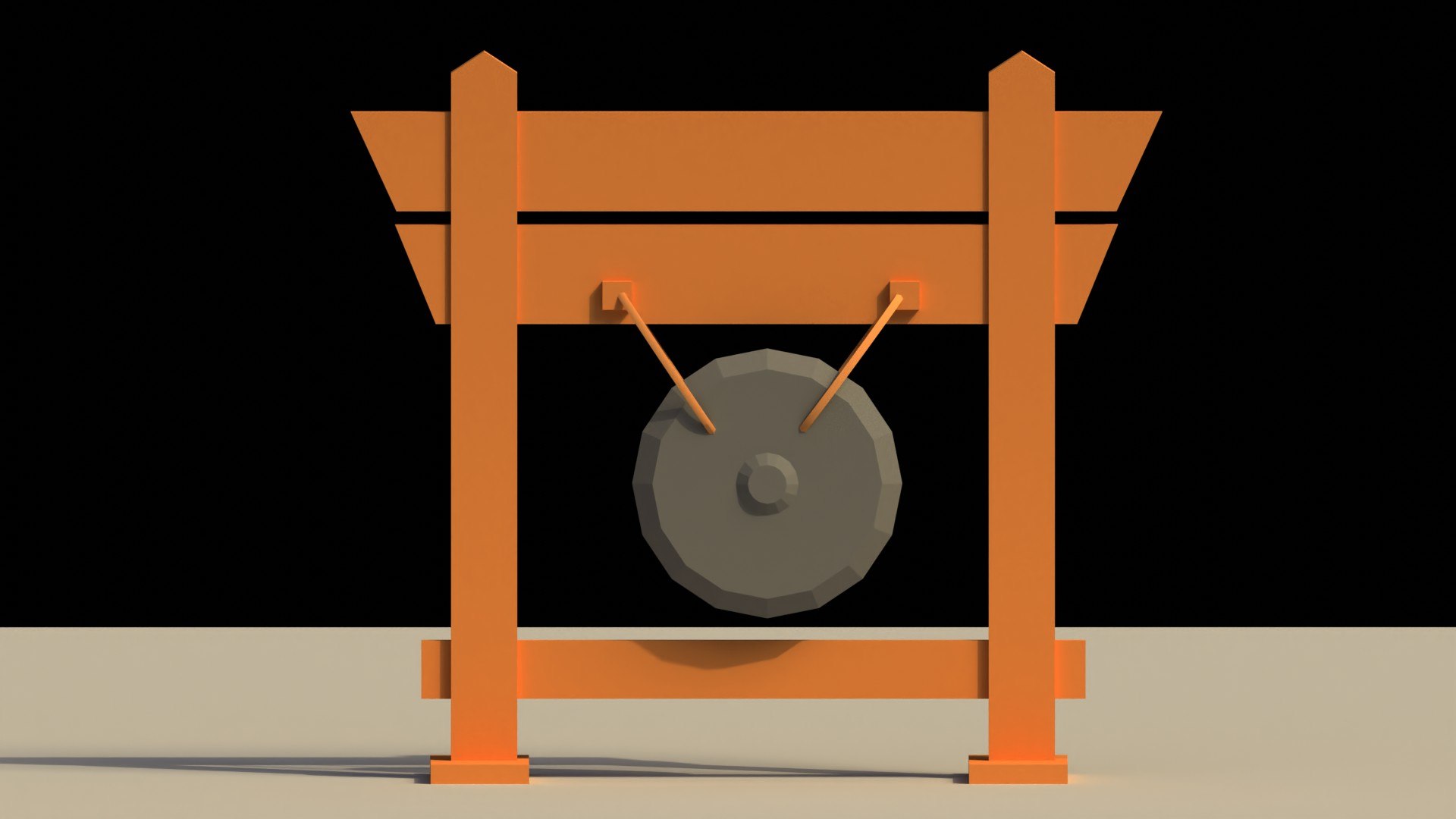 3D Low Poly Japanese Gong model - TurboSquid 2100518