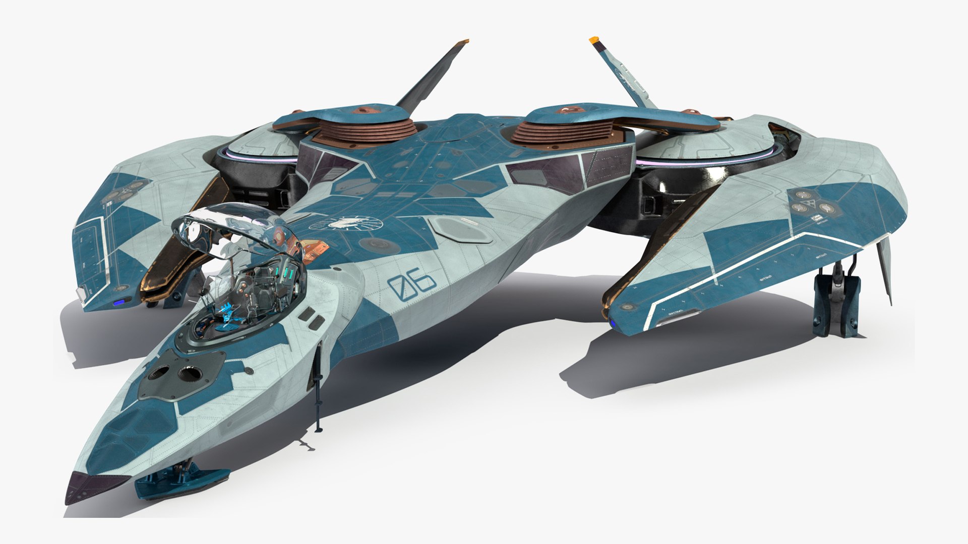 Sci Fi Fighter Jet Blue Rigged for Maya 3D model - TurboSquid 2056812
