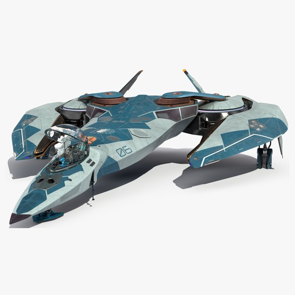 modelo 3d Avión de combate de ciencia ficción azul equipado para Maya - TurboSquid 2056812