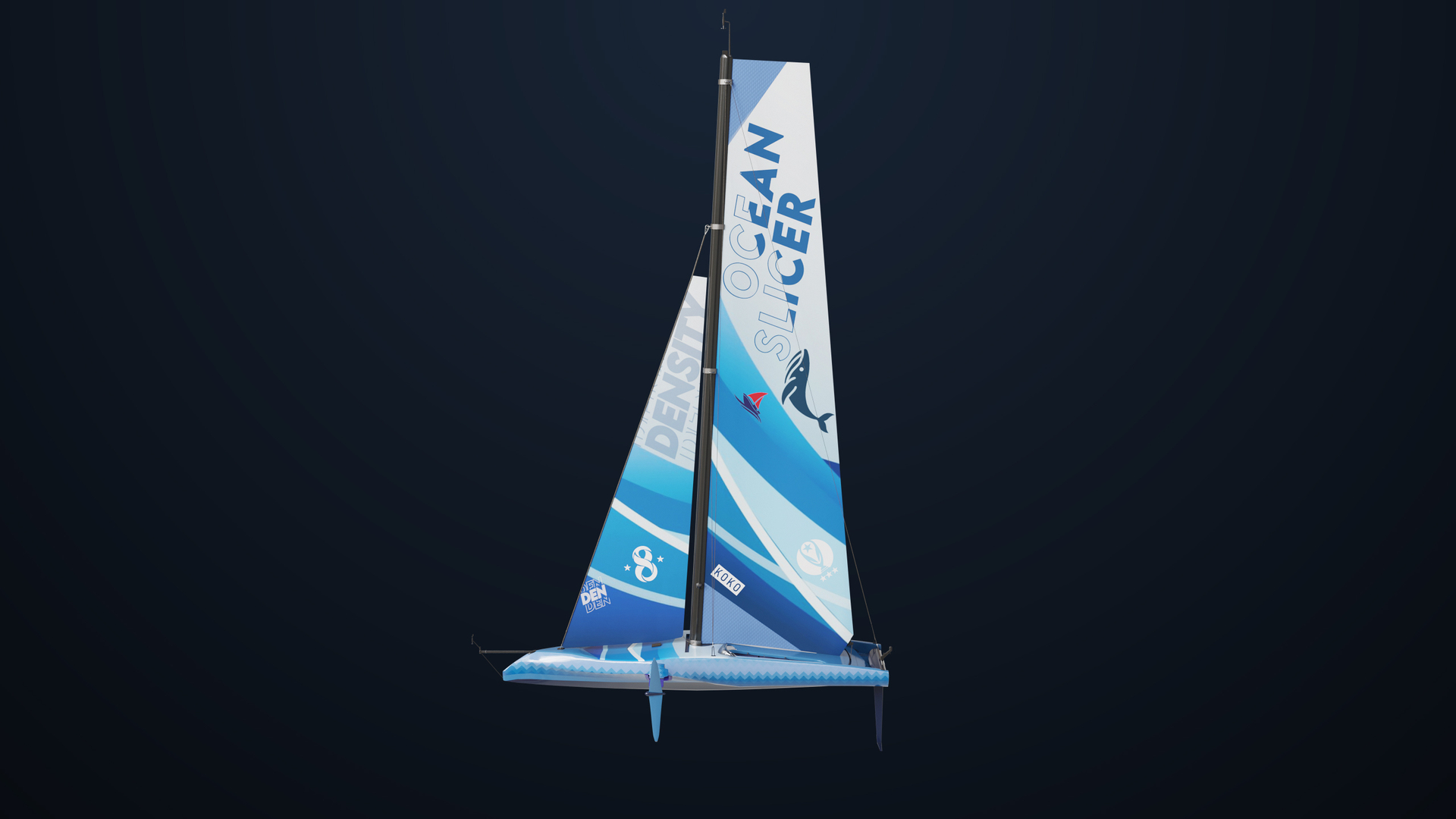 Yacht Hydrofoil Sailing Boat Blue All PBR Unity UE Textures 3D Model ...