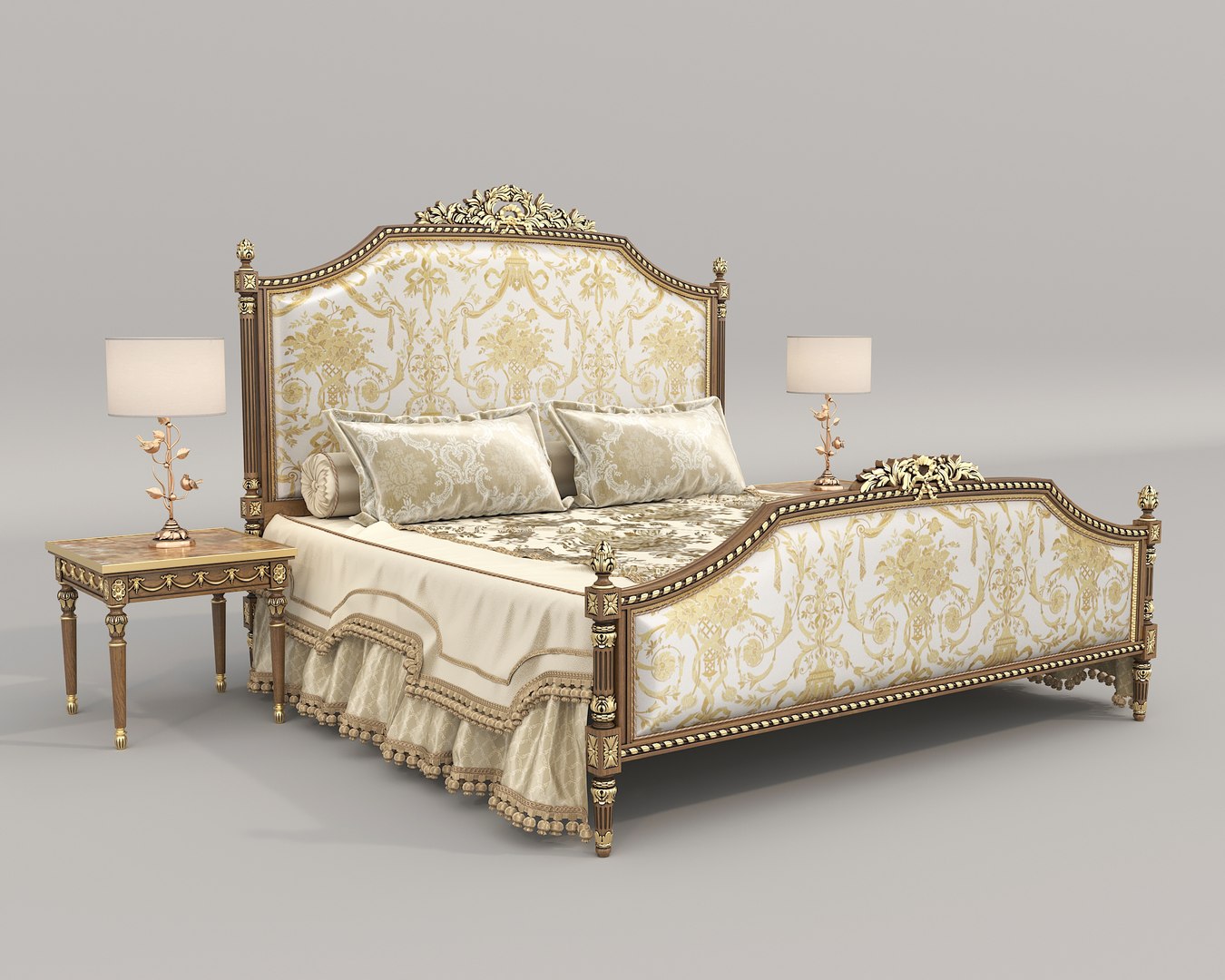 Classic European Style Bed Set 71 3D Model - TurboSquid 2409077