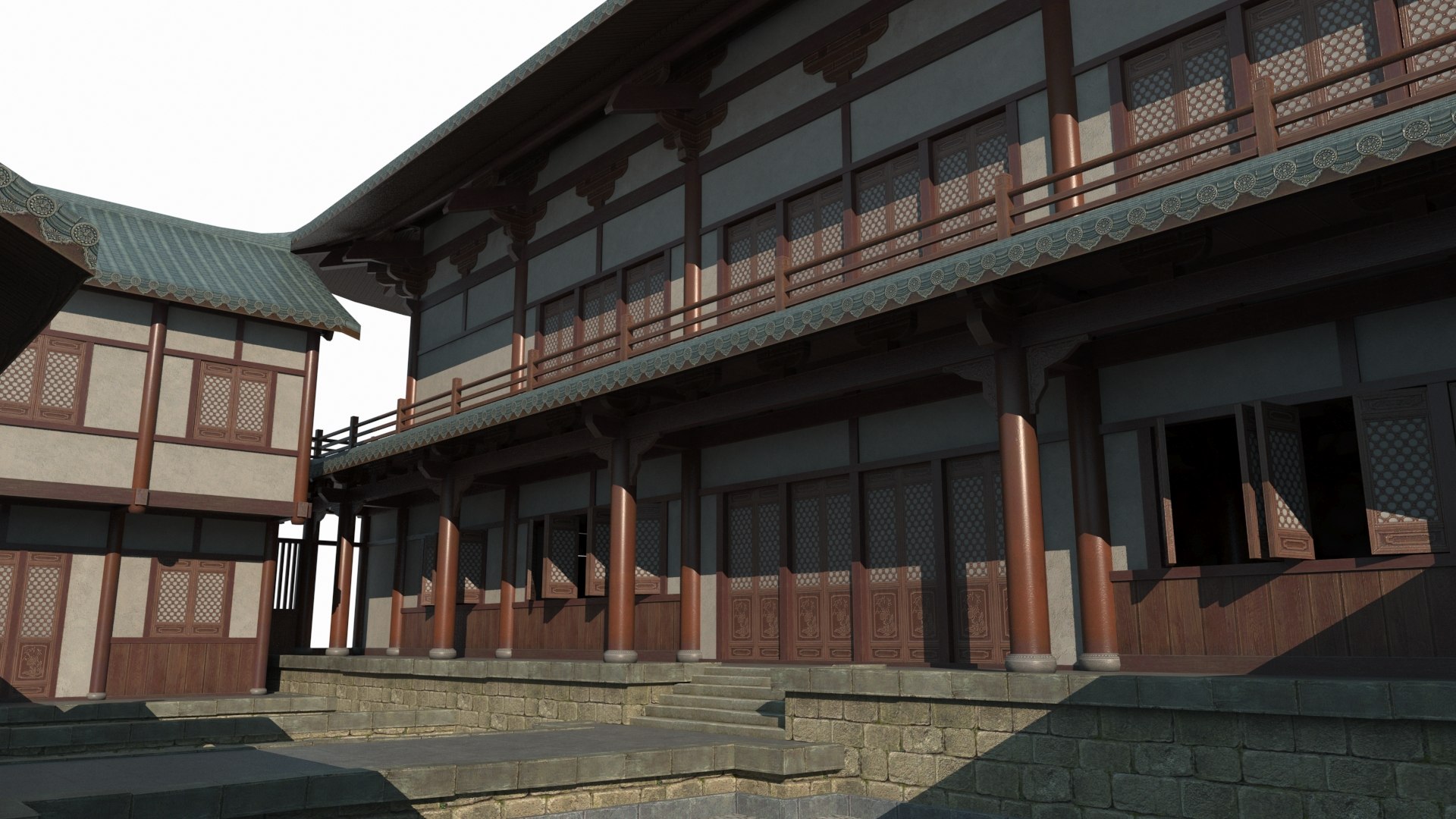 Asian Ancient Architecture Combination House Model - TurboSquid 2105950