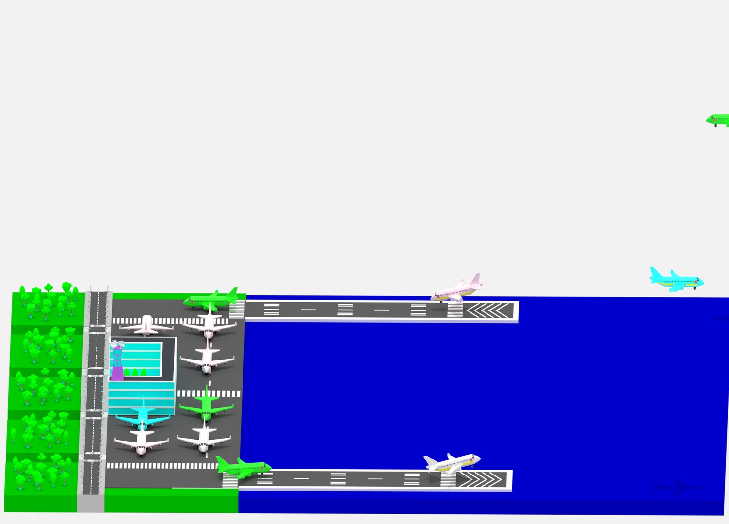 Cartoon Simple Airport Package 3D Model - TurboSquid 1473861