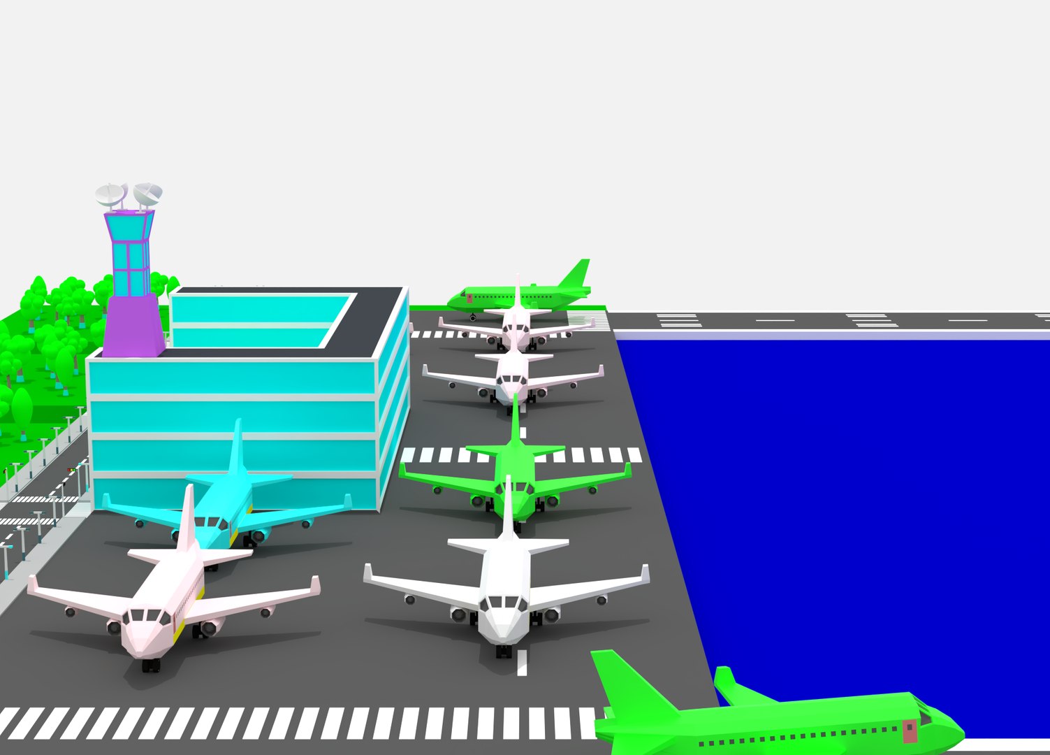 Cartoon Simple Airport Package 3D Model - TurboSquid 1473861