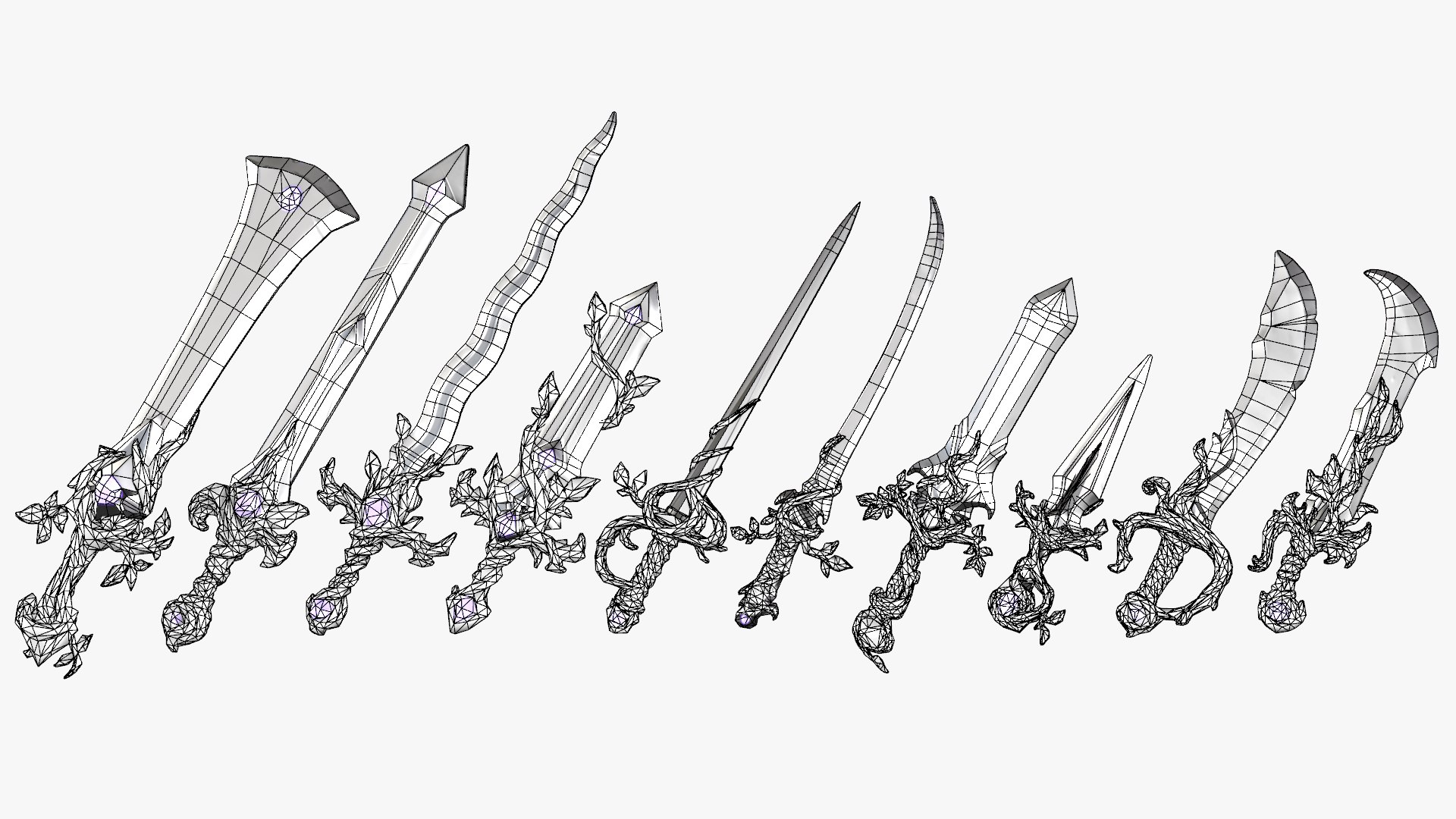 Stylized Fantasy RPG Weapons Sword Shortsword Broadsword Katana Gladius ...