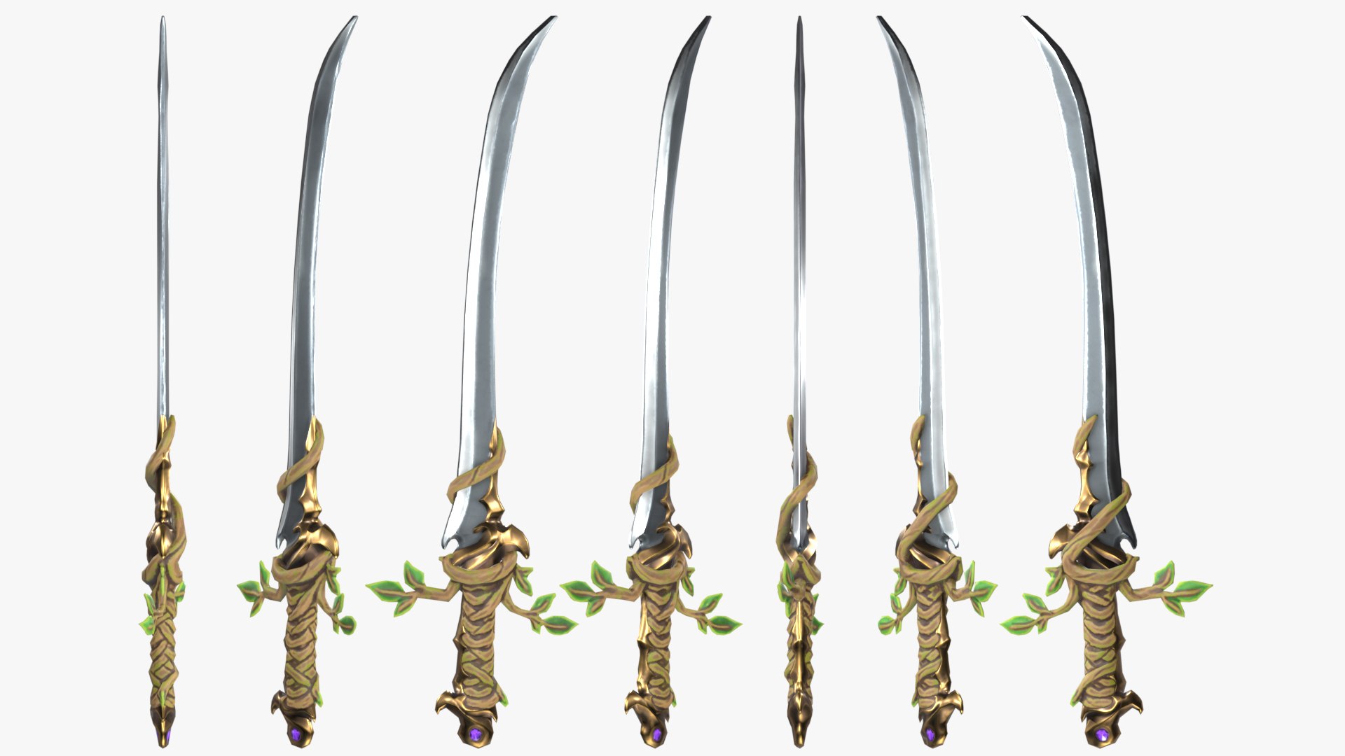 Stylized Fantasy RPG Weapons Sword Shortsword Broadsword Katana Gladius ...