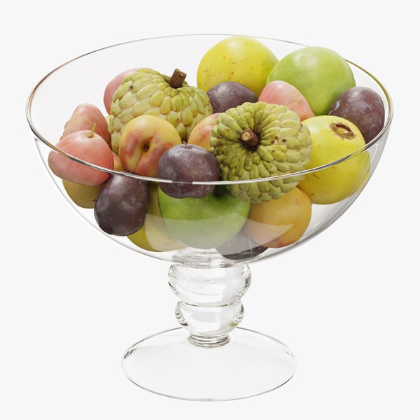 Glass footed fruit bowl set 18 3D model - TurboSquid 1955766