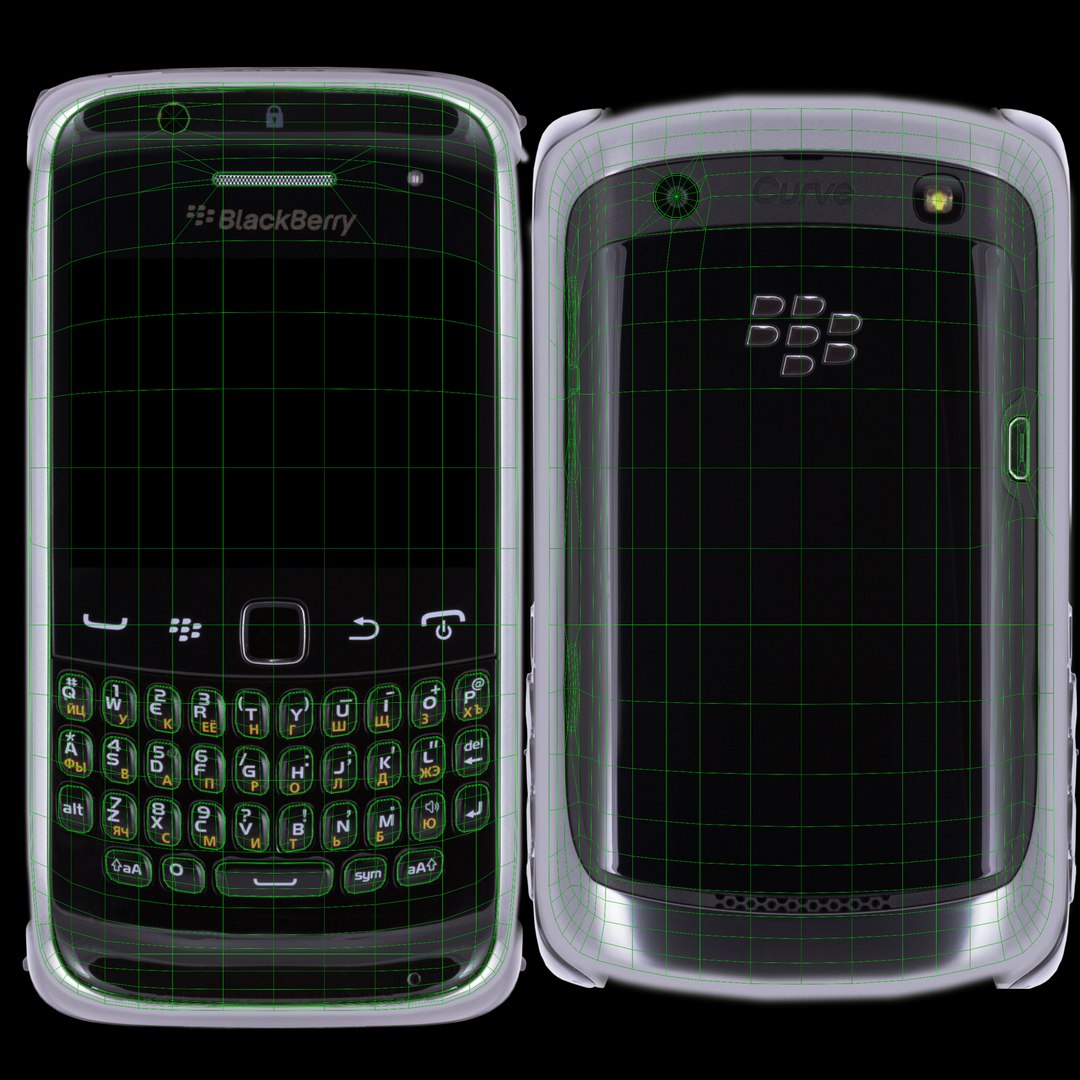 3d low-poly blackberry 9360 black