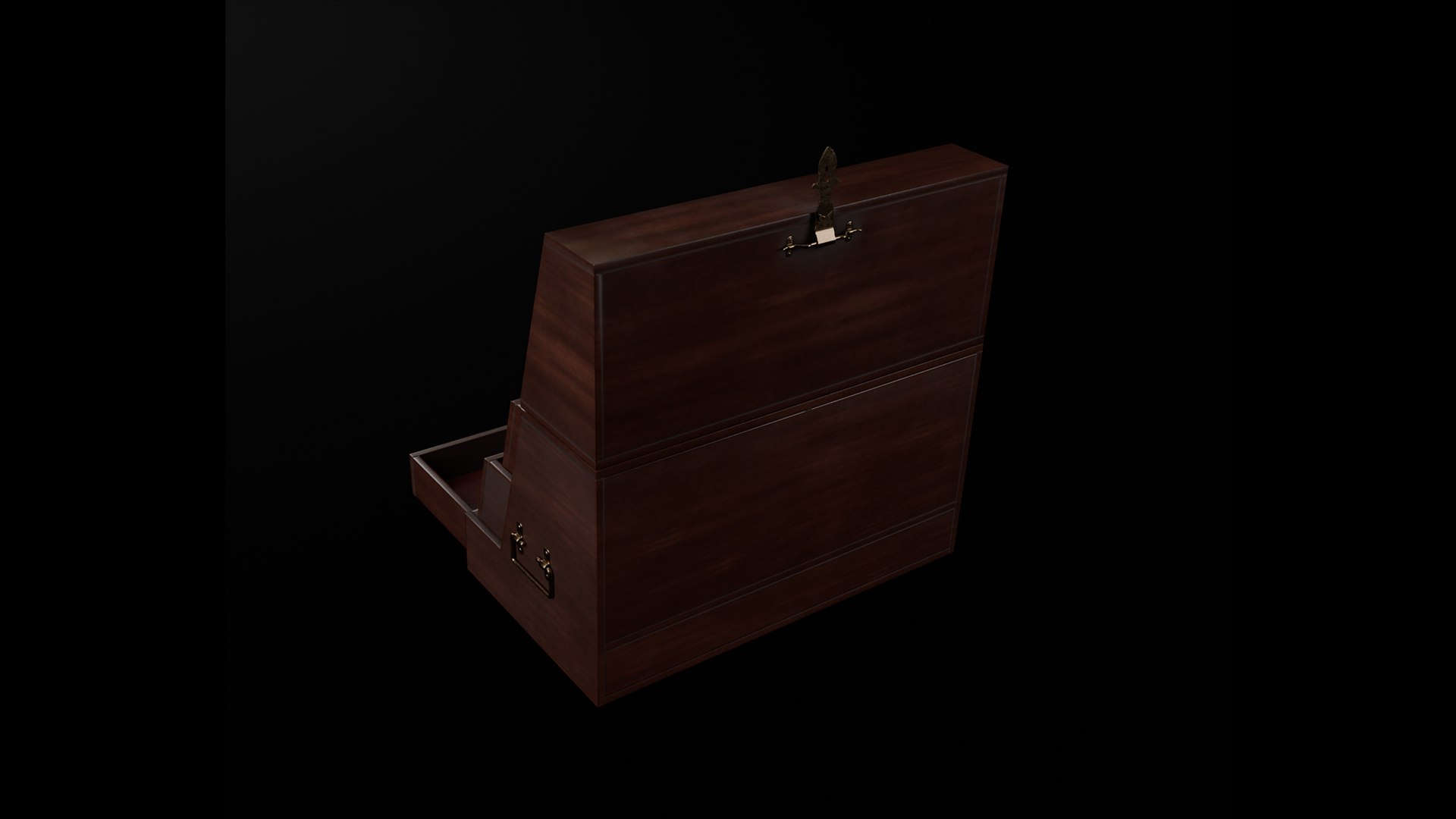 3D Model Vintage Foldable Wooden Desktop Organizer With Drawers ...