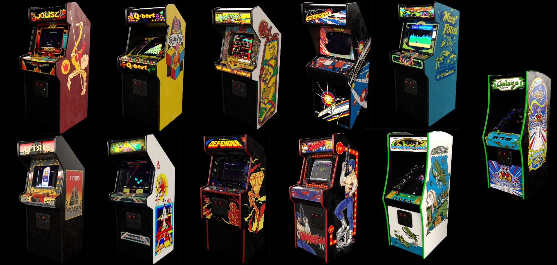 3D Retro Arcade Cabinets And Stools Pack 1 Model - TurboSquid 2374559
