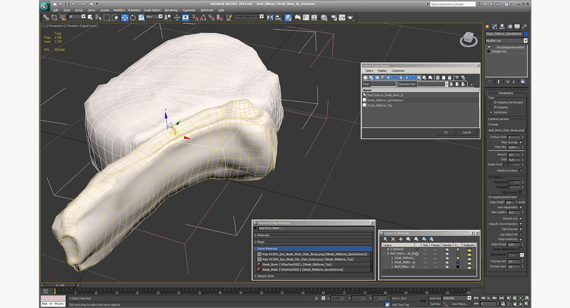3D beef ribeye steak bone - TurboSquid 1408775