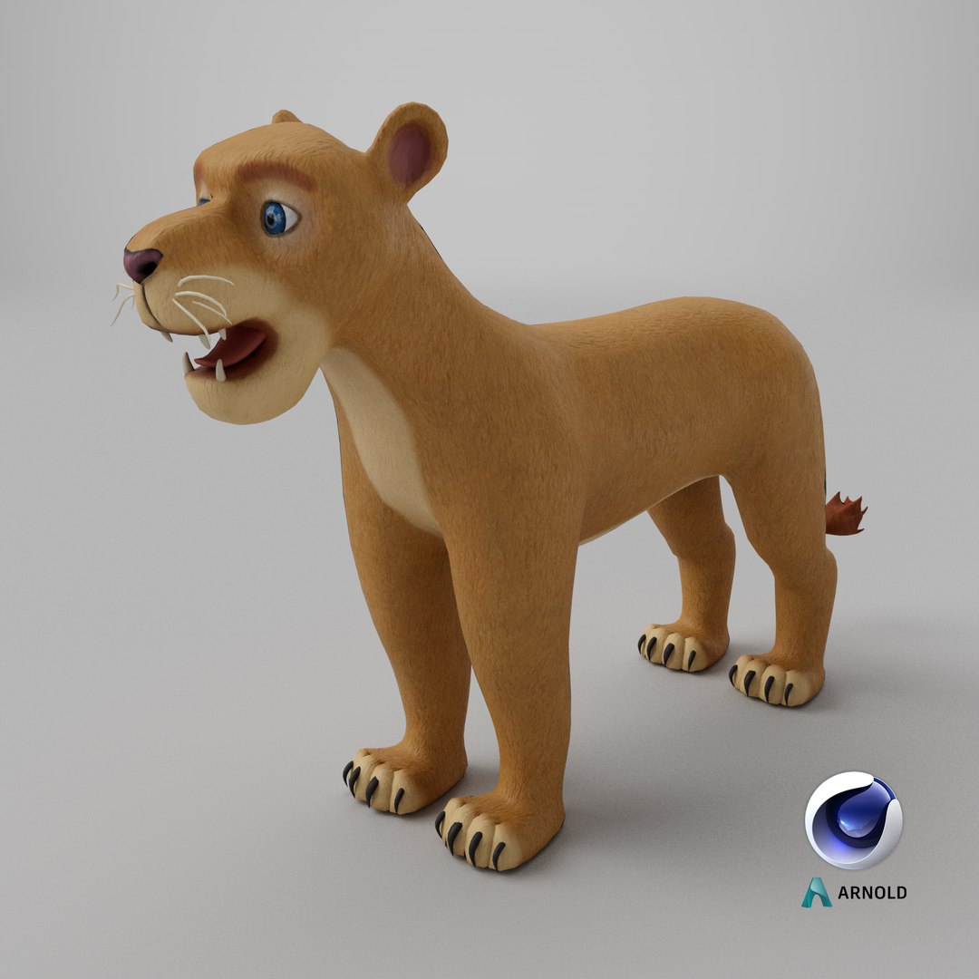 3D Cartoon Lion Female Model - TurboSquid 2131367
