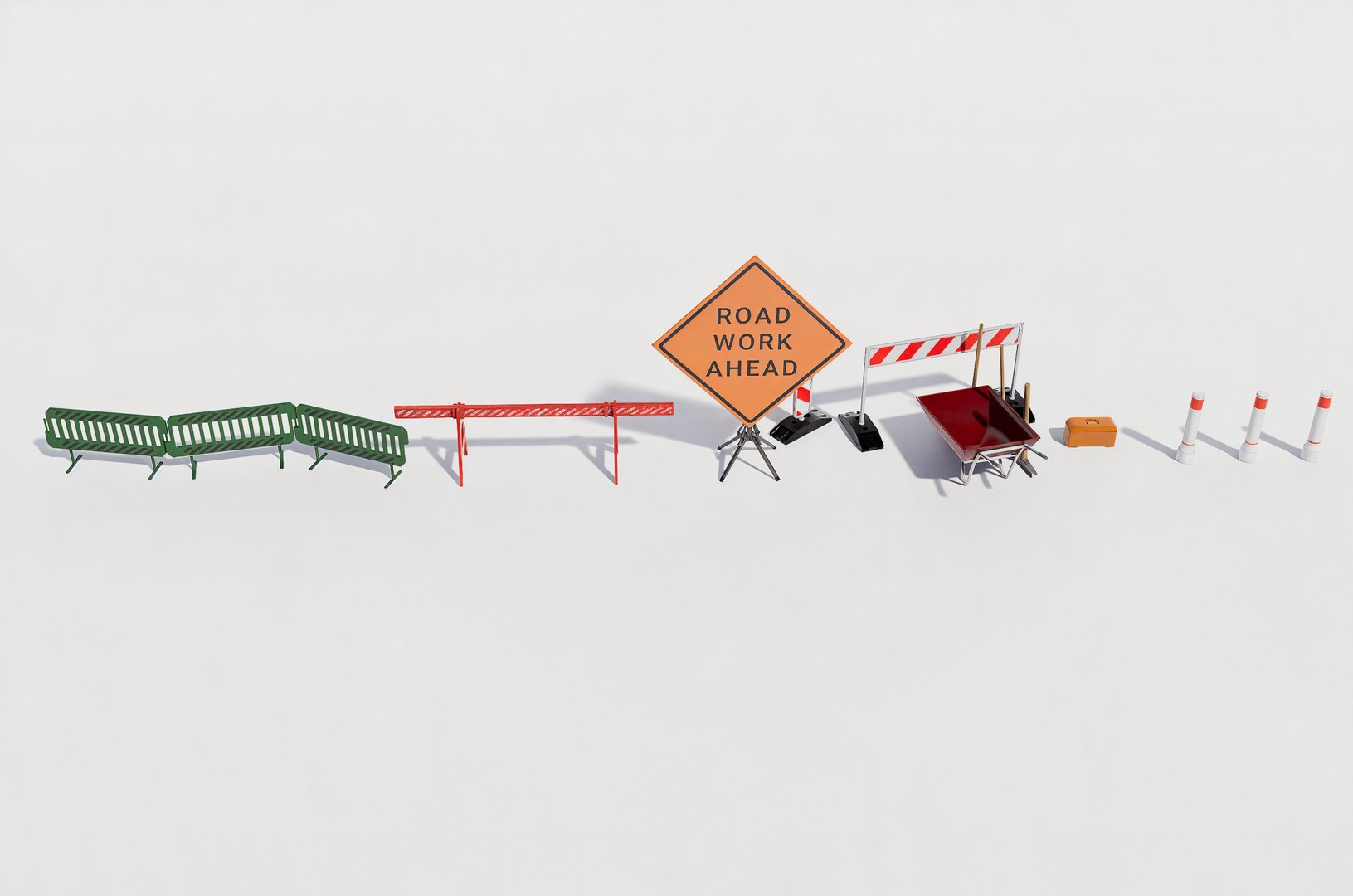 3D Model Traffic Barrier Pack 3d Model VR AR Low-poly 3d Model ...