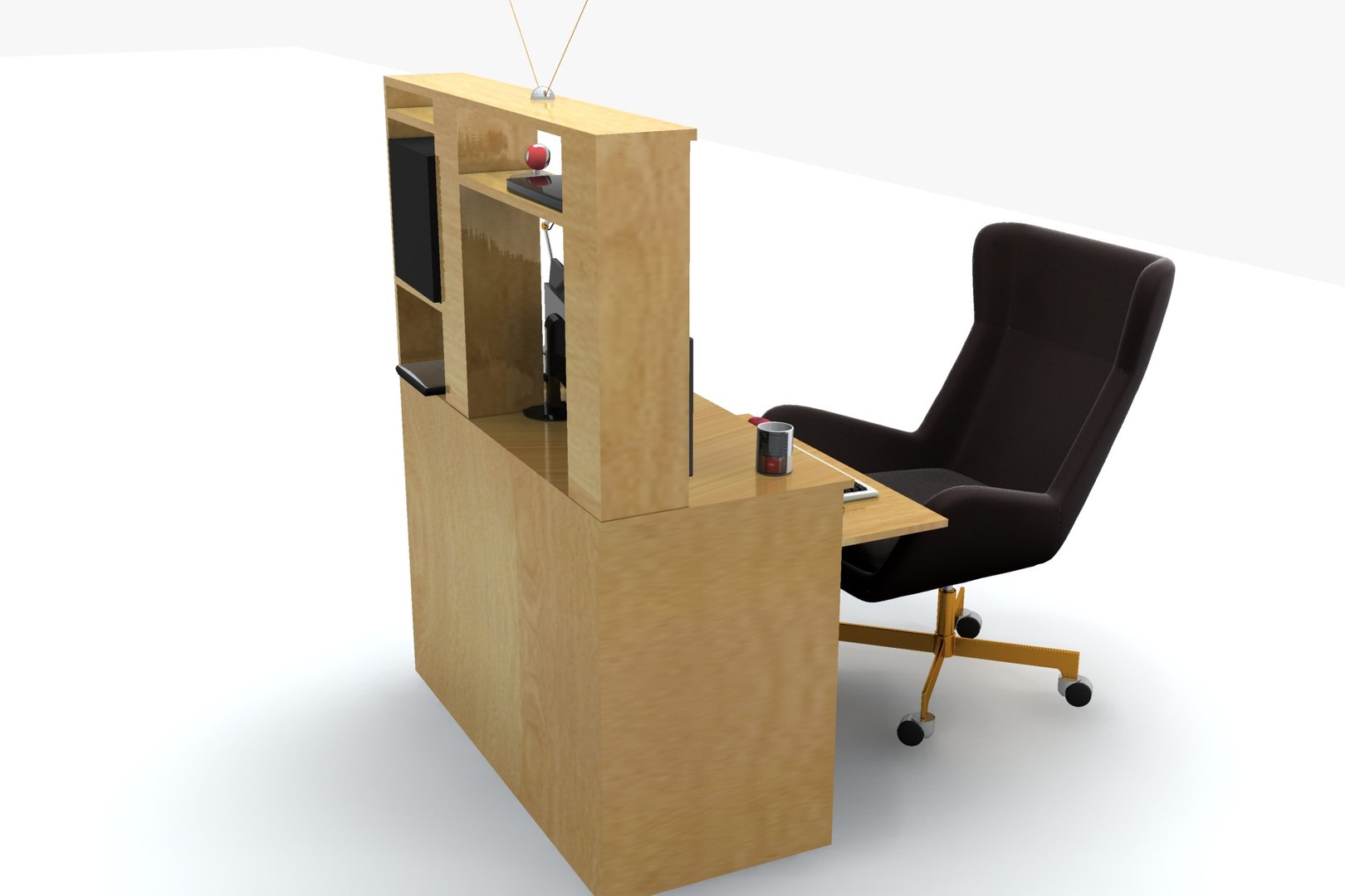 Desk Set Working Computer 3d Max