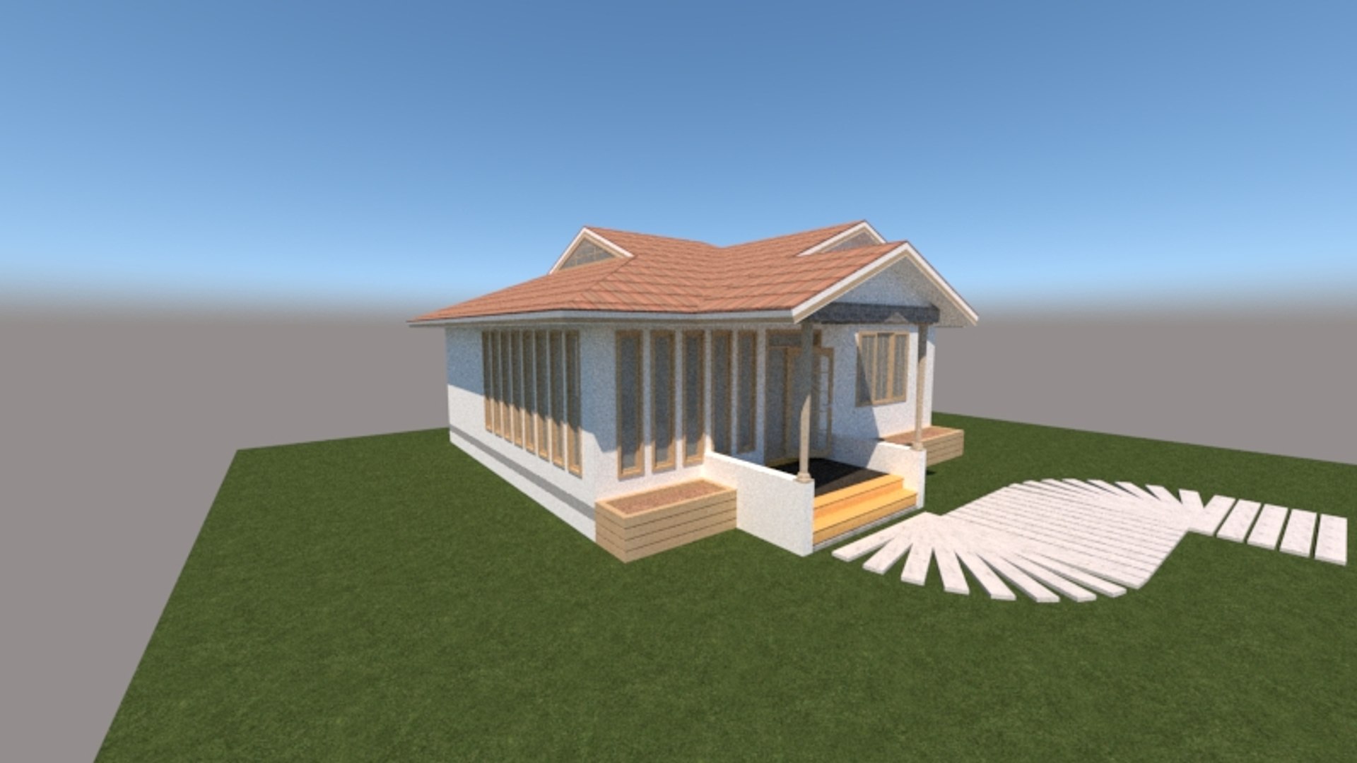 Small Cute House 2 Bedroomed Bungalow Model - TurboSquid 1723230