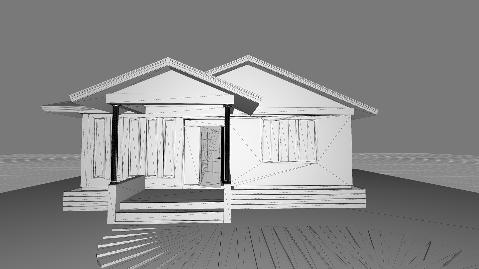 Small Cute House 2 Bedroomed Bungalow Model - TurboSquid 1723230