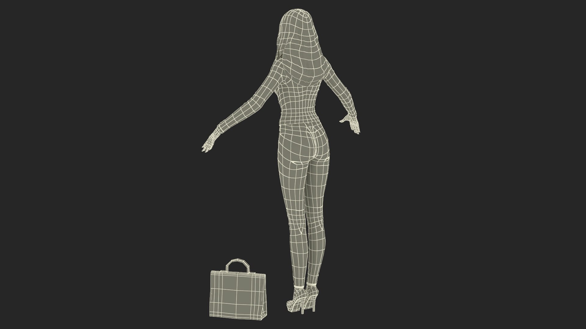 Fashionable Caucasian Female Character T-pose With Handbag Model ...