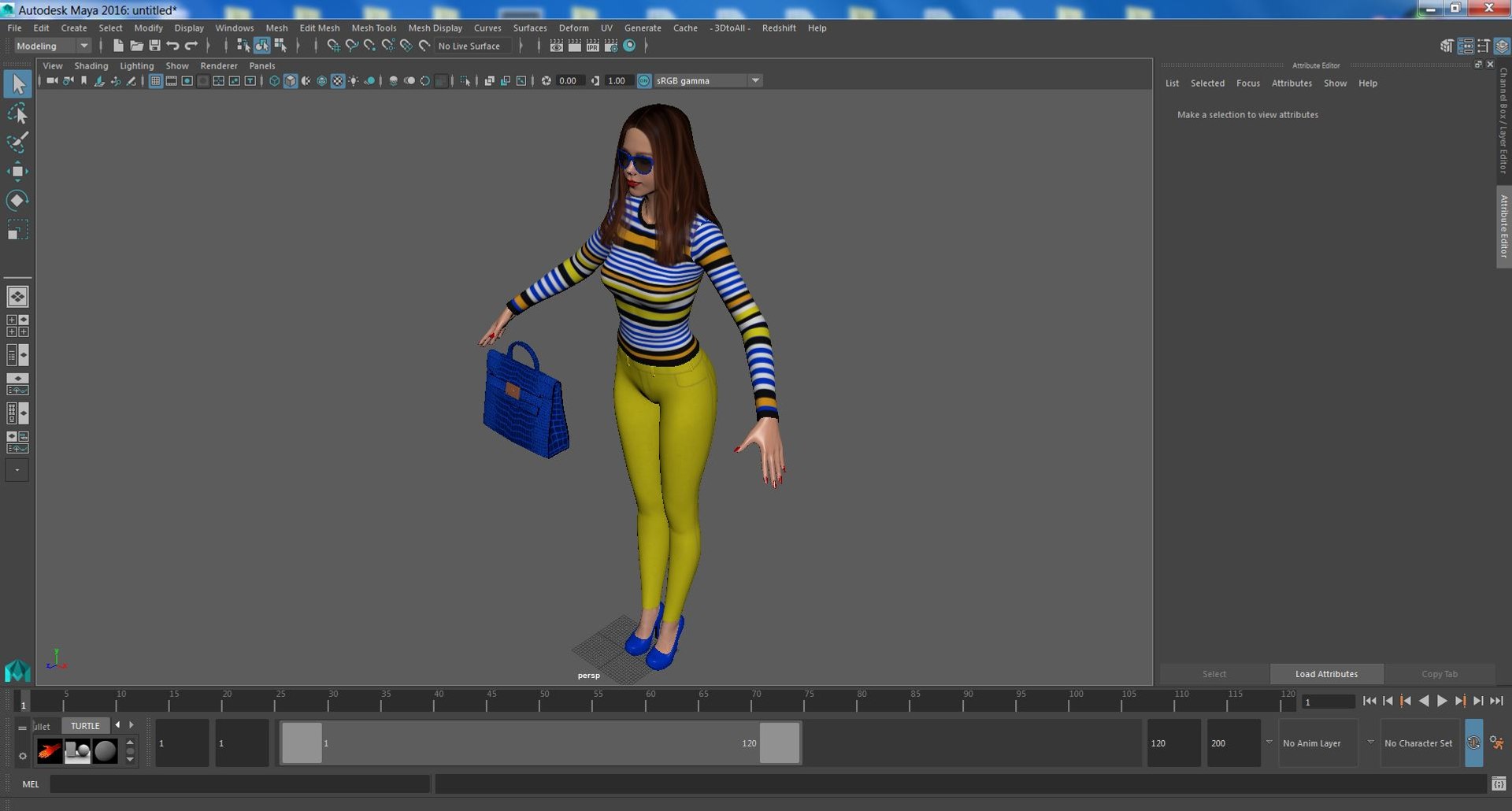 Fashionable Caucasian Female Character T-pose With Handbag Model ...