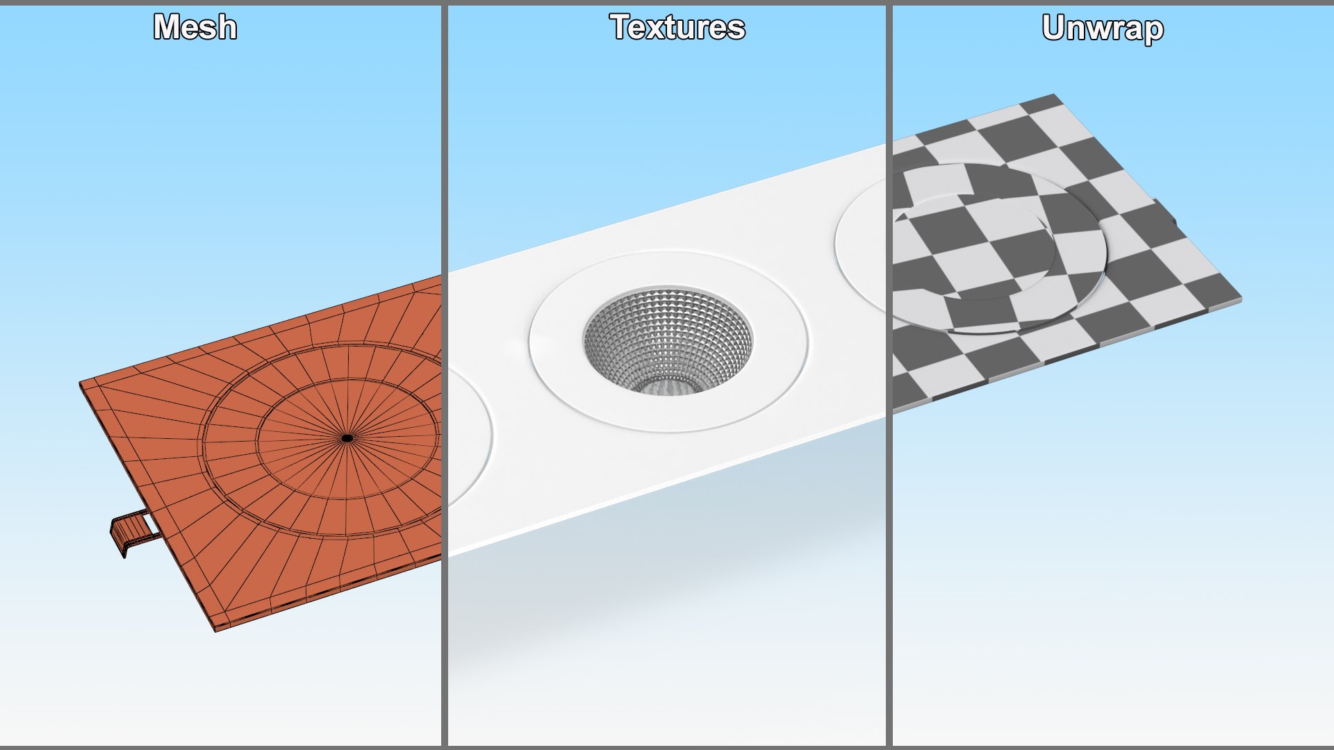 3D Rectangle Surface Mount 3 Light Luminaire White - TurboSquid 2080888