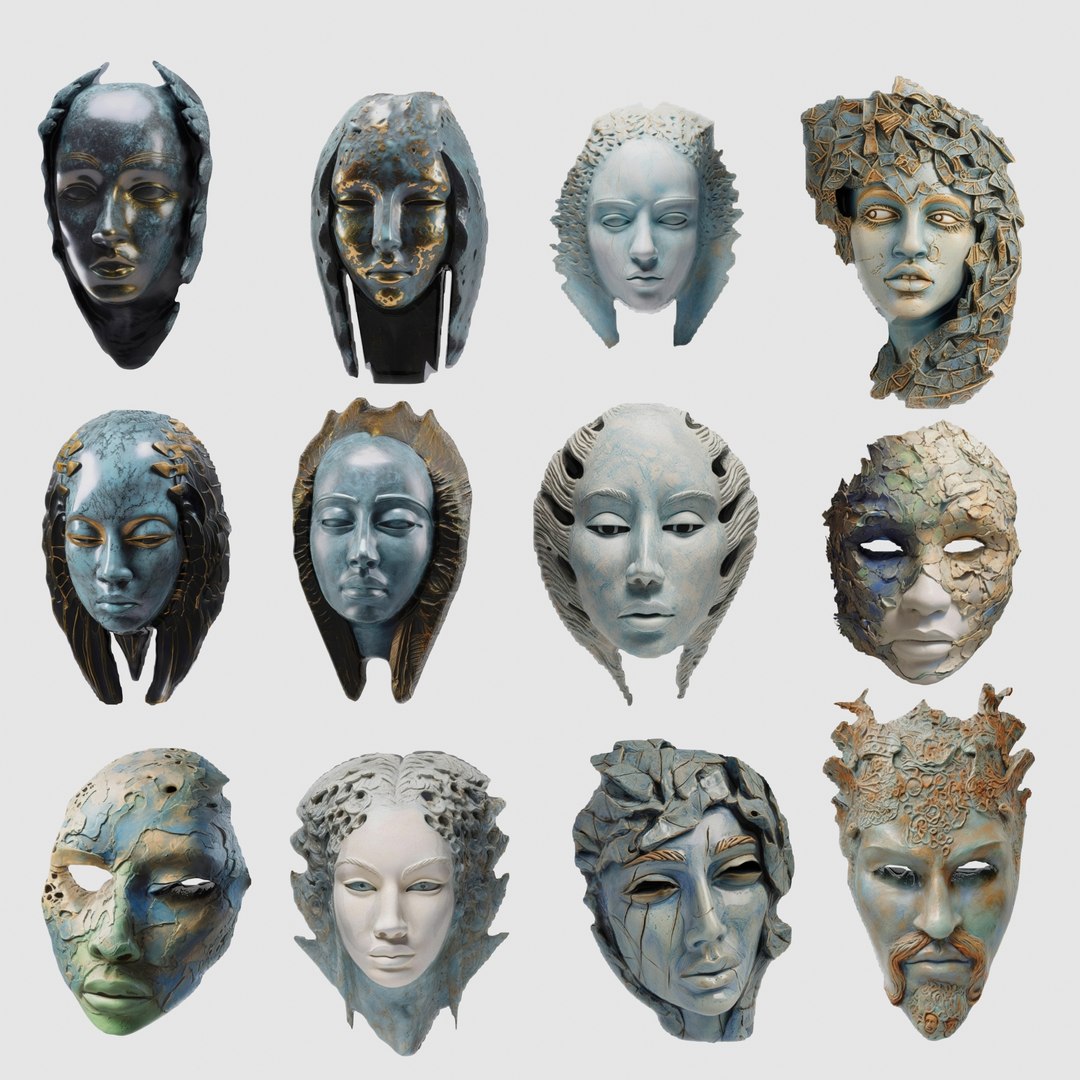 3D Sculpture Art Mask Pack 12 - TurboSquid 2069174