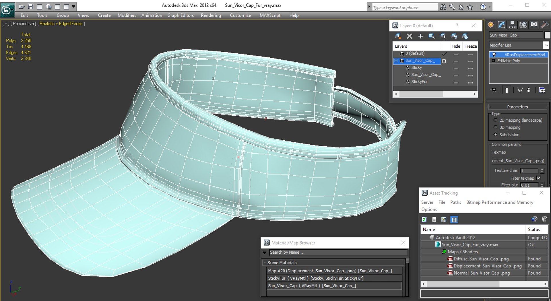 3D model sun visor cap fur - TurboSquid 1395365