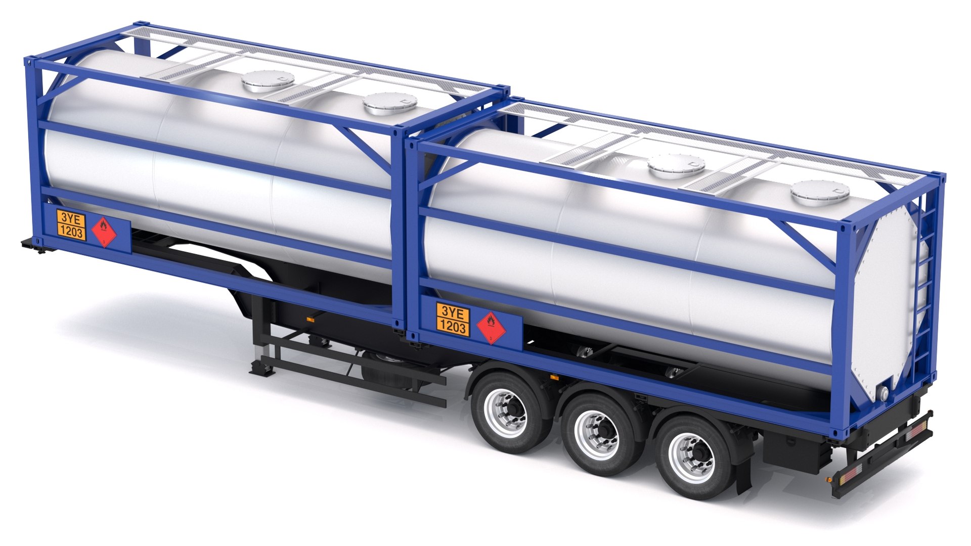 Chassis Semi Trailer With Tank Container Model - TurboSquid 2026978