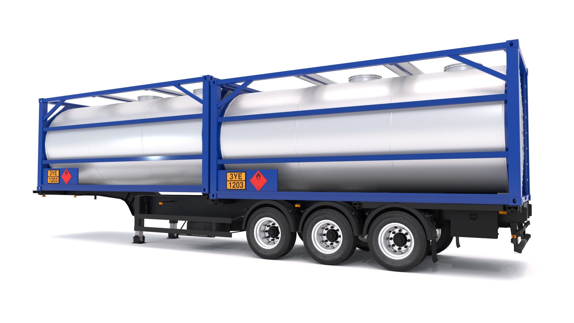 Chassis Semi Trailer With Tank Container Model - TurboSquid 2026978