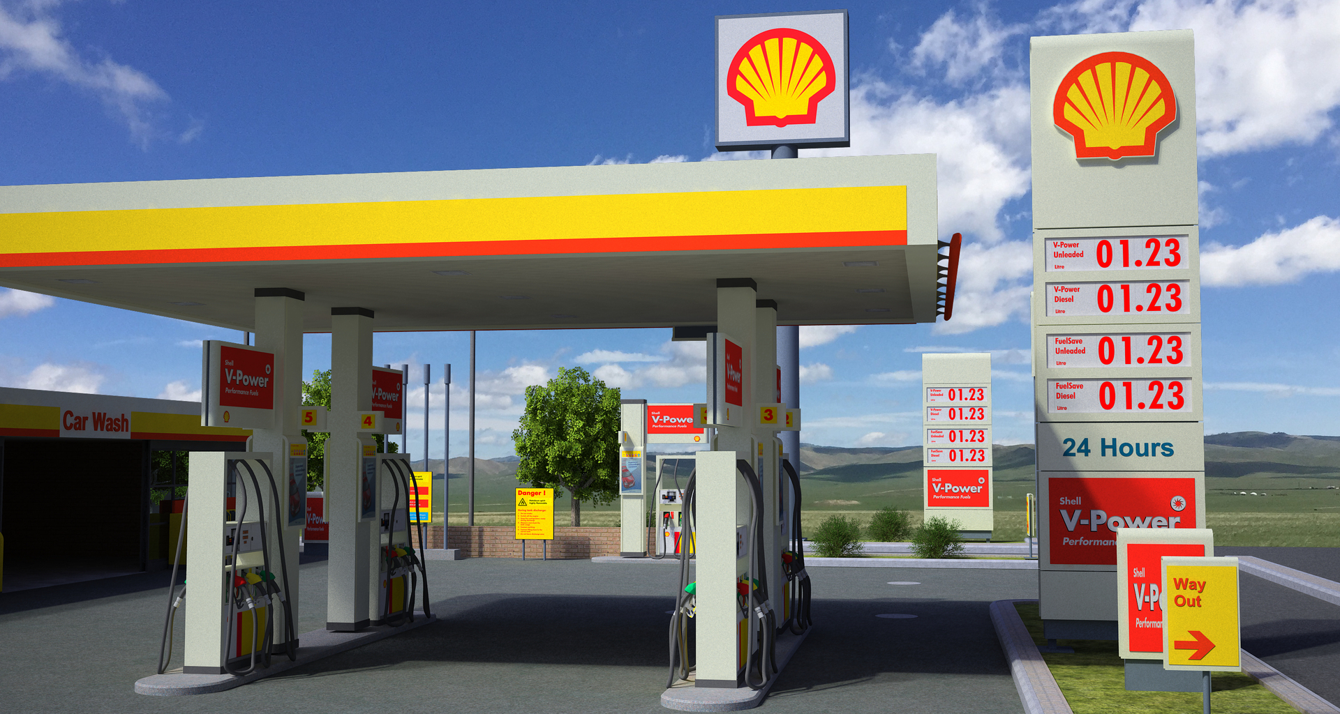 Posto de gasolina Shell Modelo 3D - TurboSquid 1783346