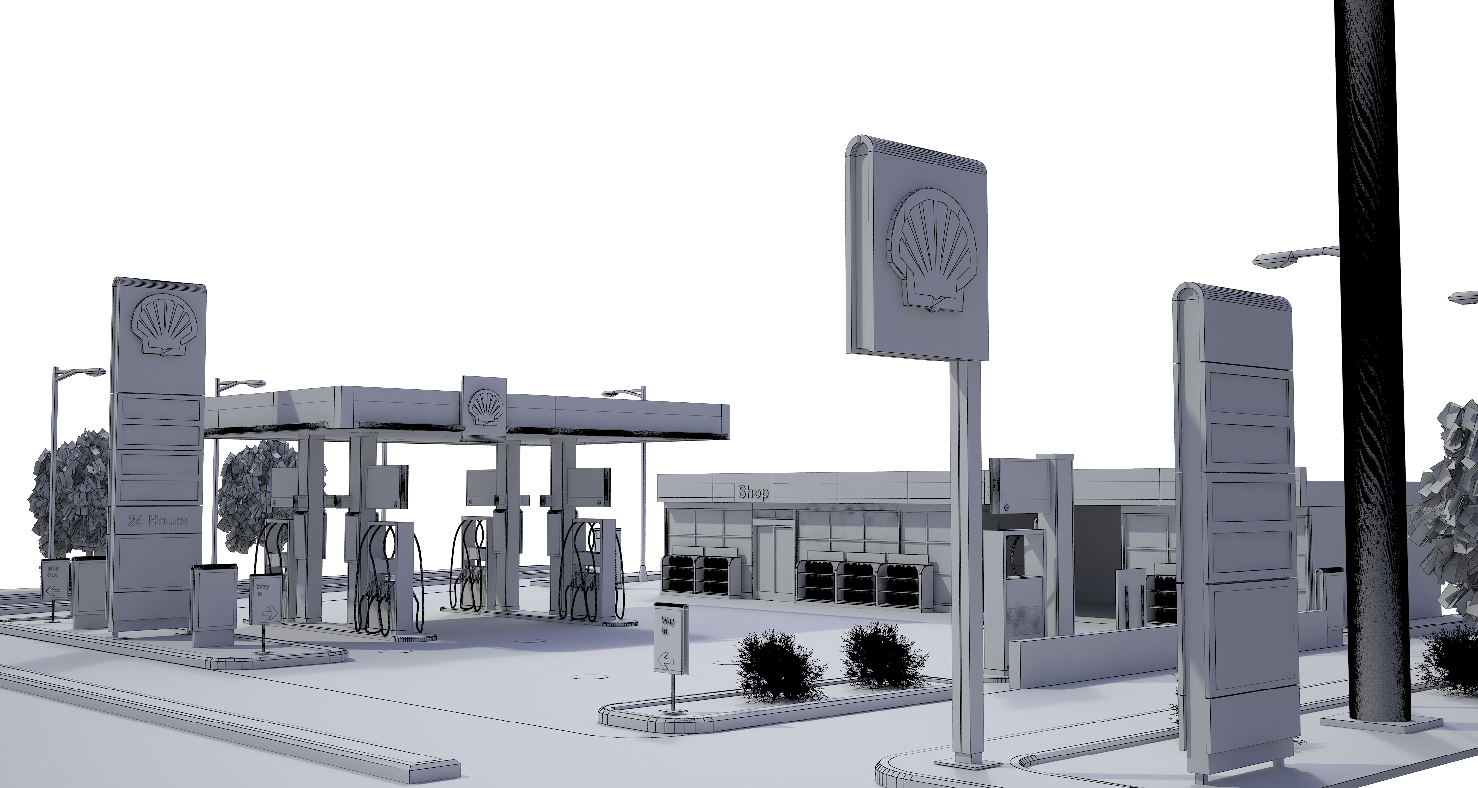 Posto de gasolina Shell Modelo 3D - TurboSquid 1783346
