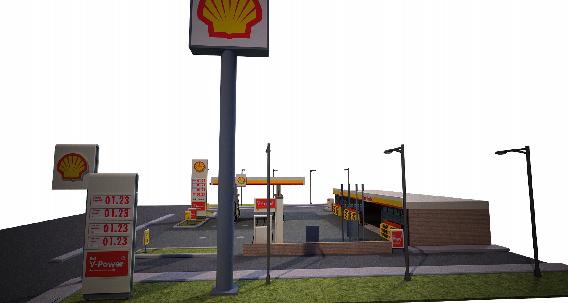 Posto de gasolina Shell Modelo 3D - TurboSquid 1783346