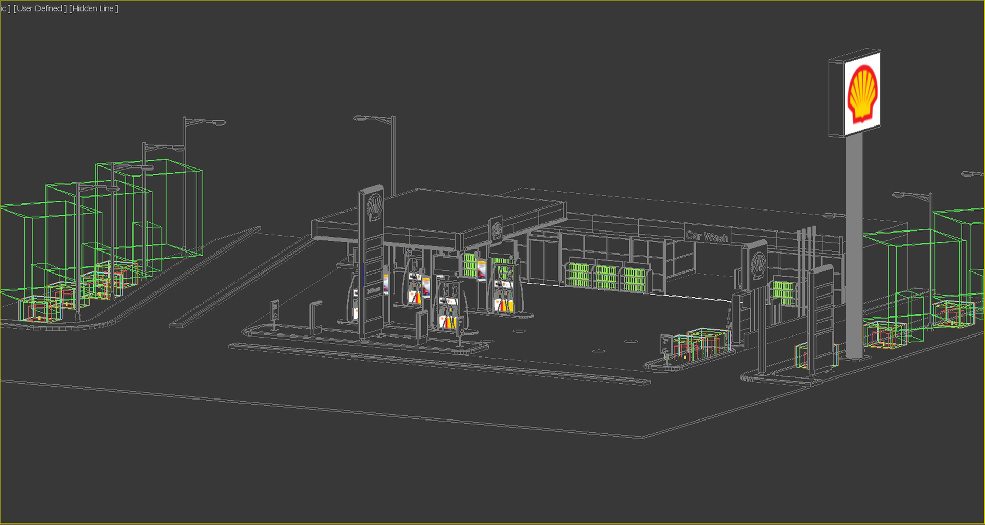 Posto de gasolina Shell Modelo 3D - TurboSquid 1783346
