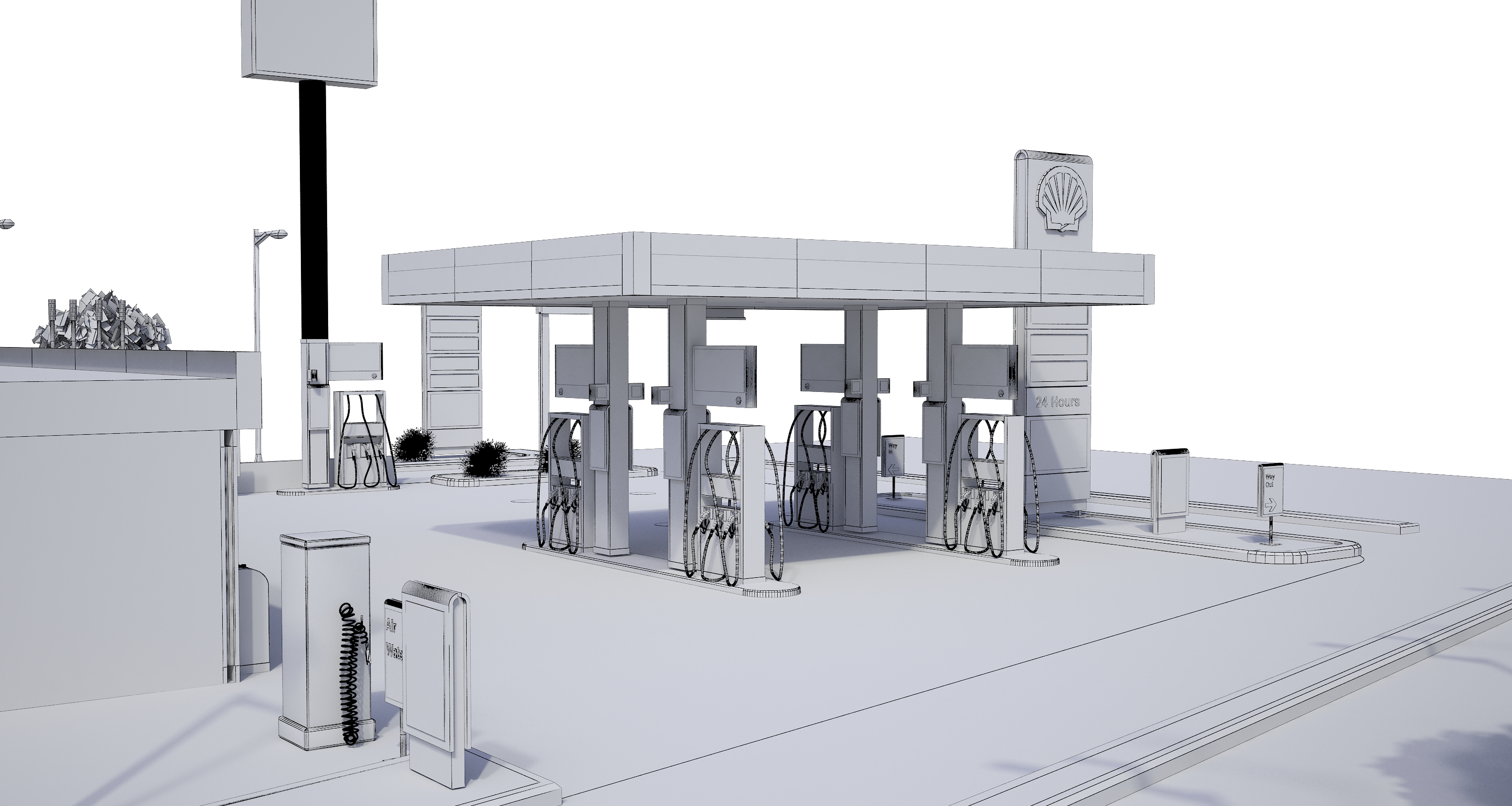 Posto de gasolina Shell Modelo 3D - TurboSquid 1783346