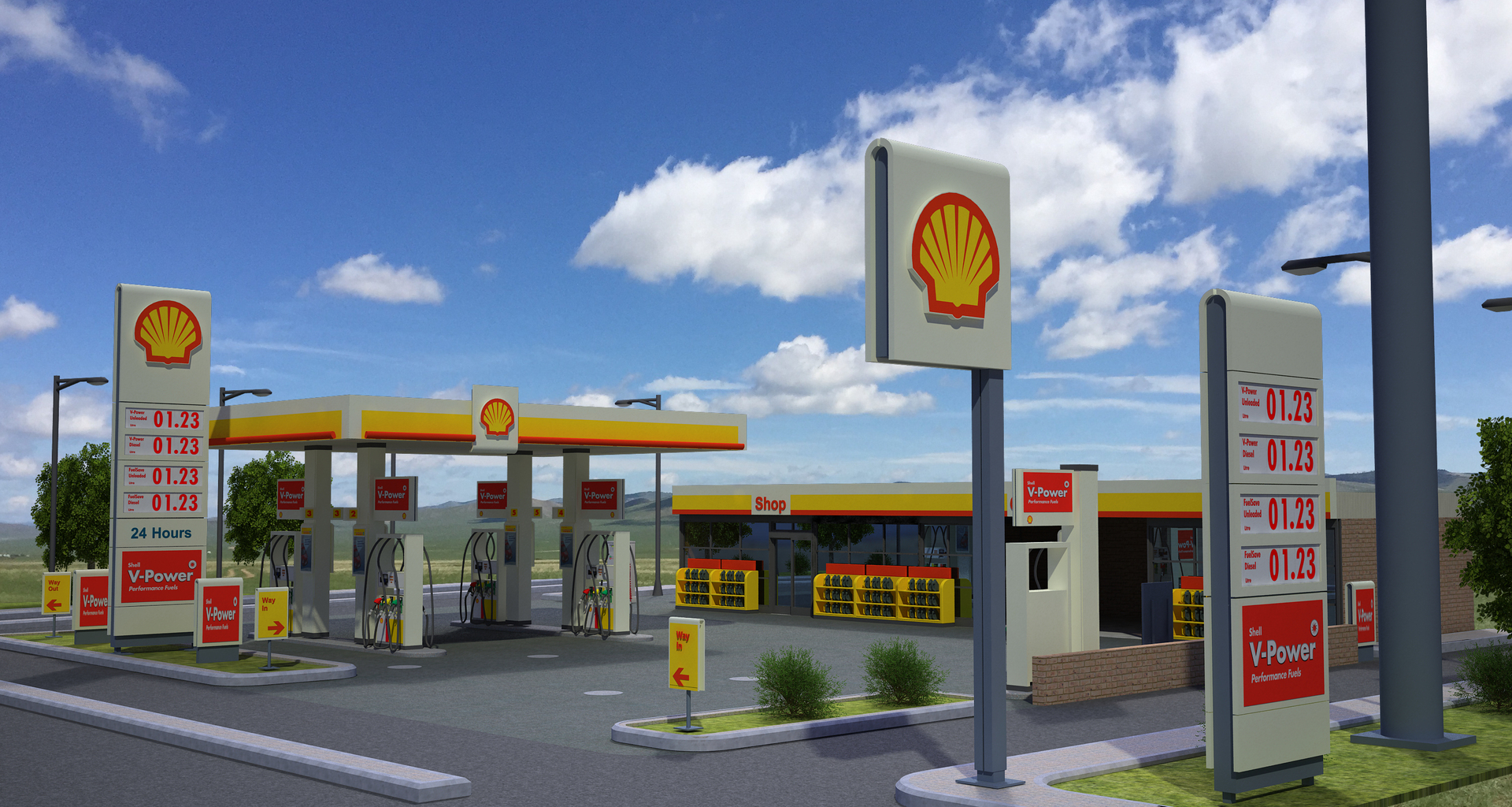 Posto de gasolina Shell Modelo 3D - TurboSquid 1783346