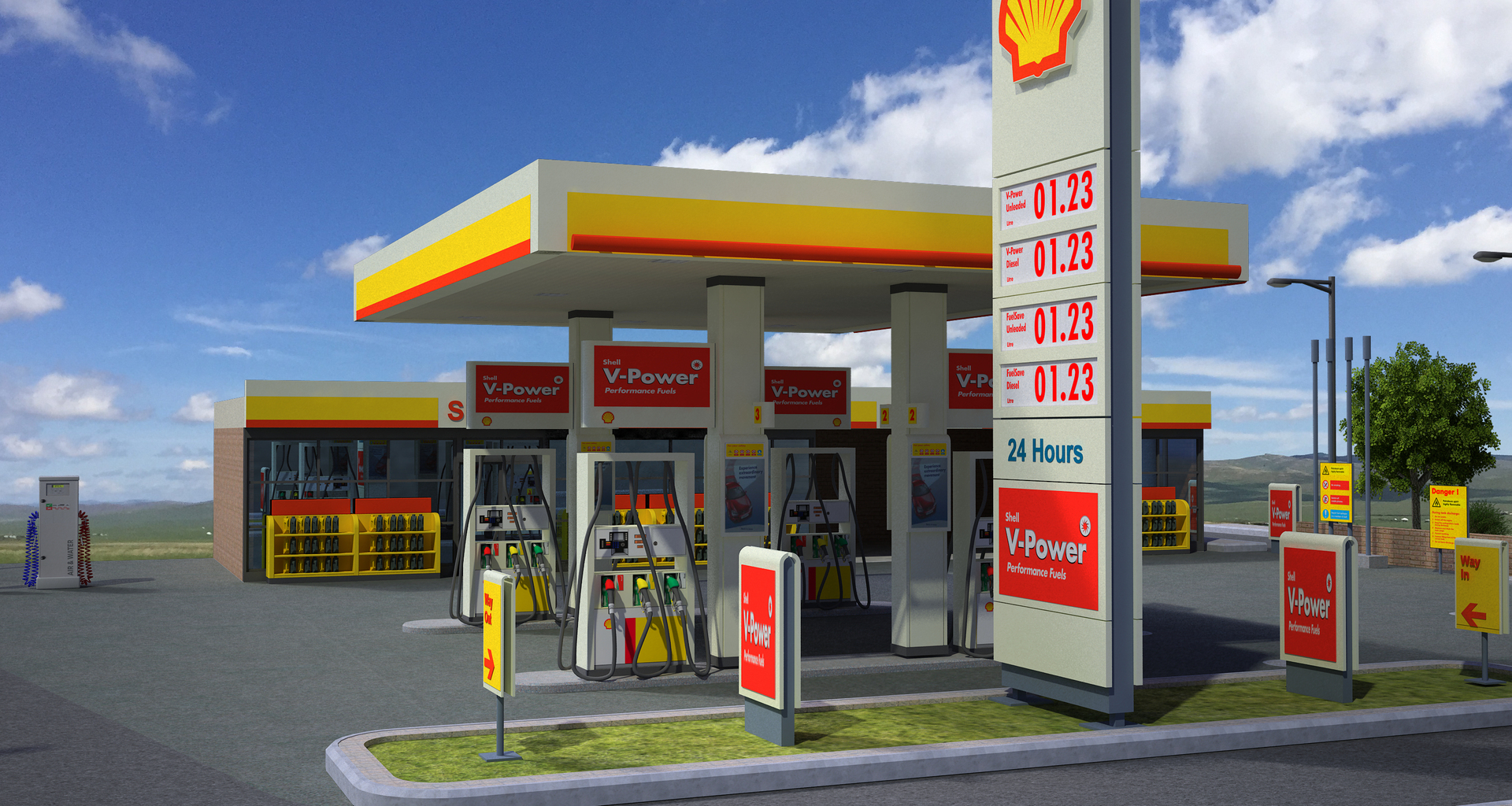 Posto de gasolina Shell Modelo 3D - TurboSquid 1783346
