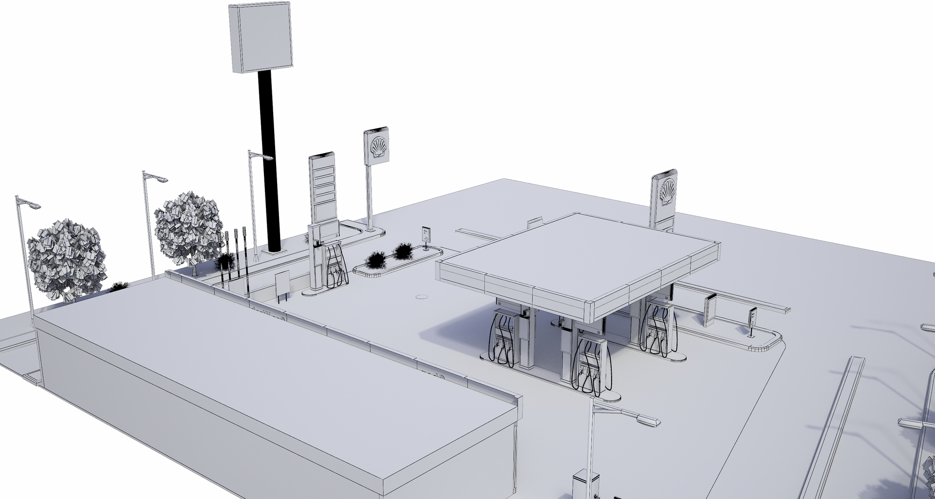 Posto de gasolina Shell Modelo 3D - TurboSquid 1783346